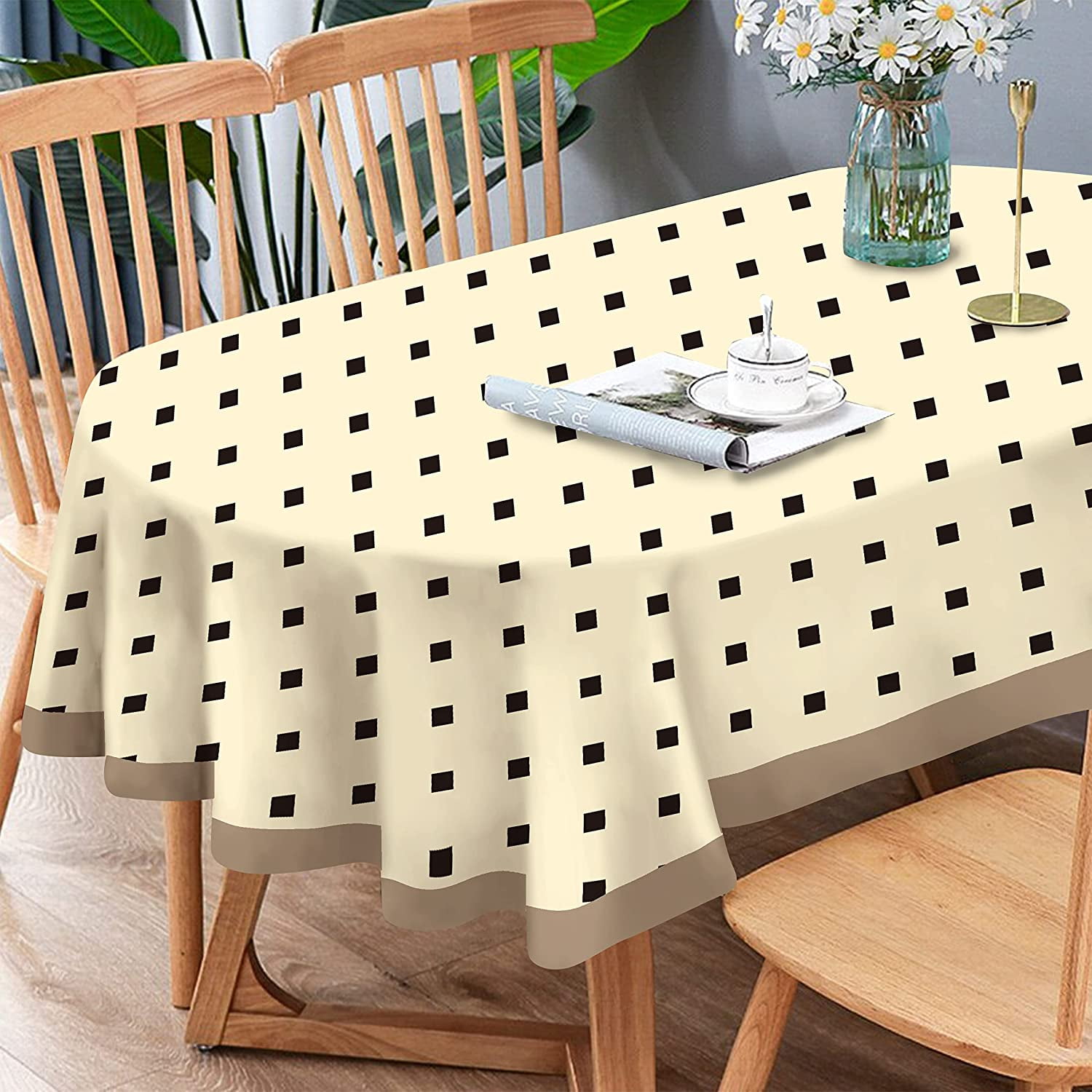 Oval Tablecloth, Classic Modern Design Oval Table Cloth 54 x 72 inch ...