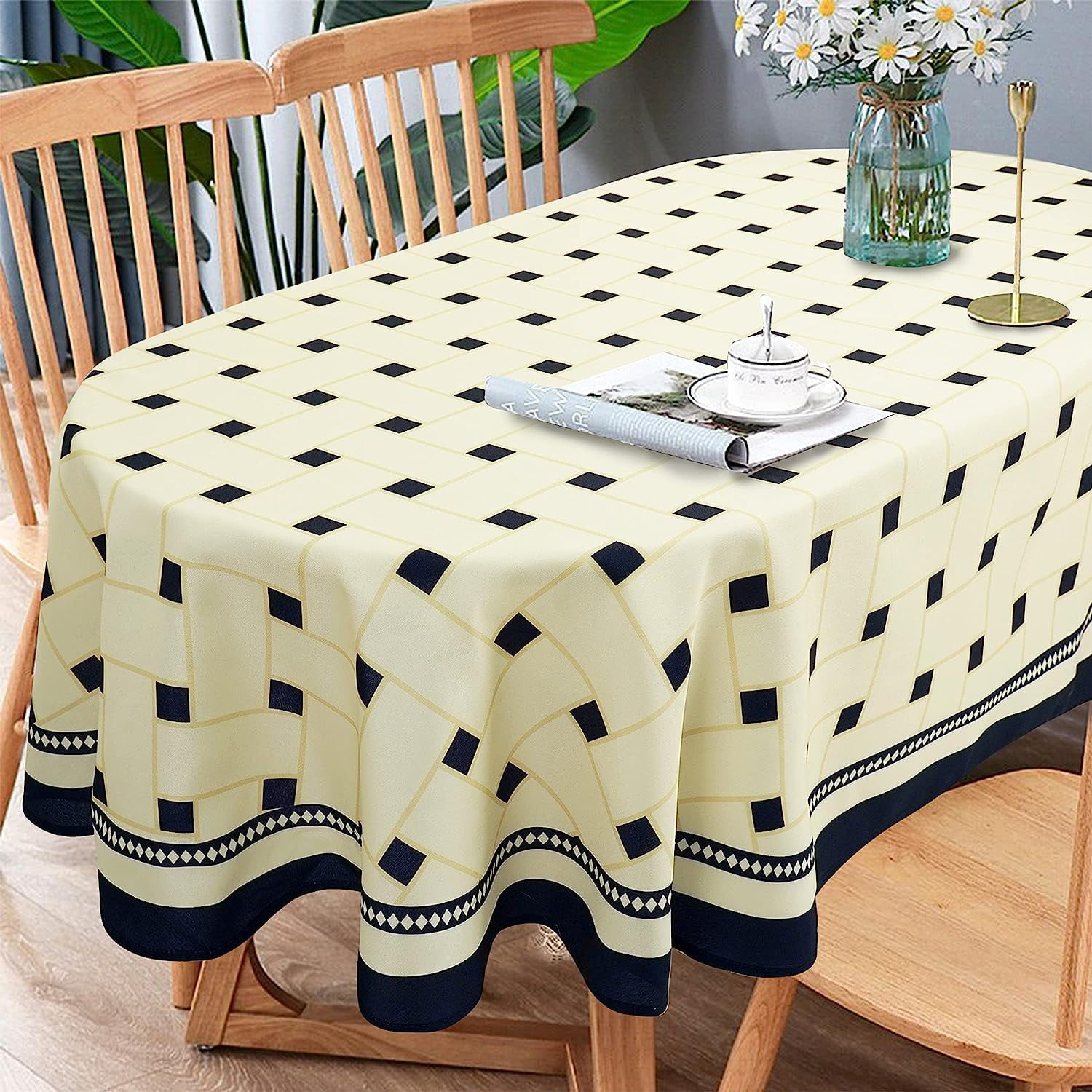 Oval Tablecloth, Classic Modern Design Oval Table Cloth 54 x 72 inch ...