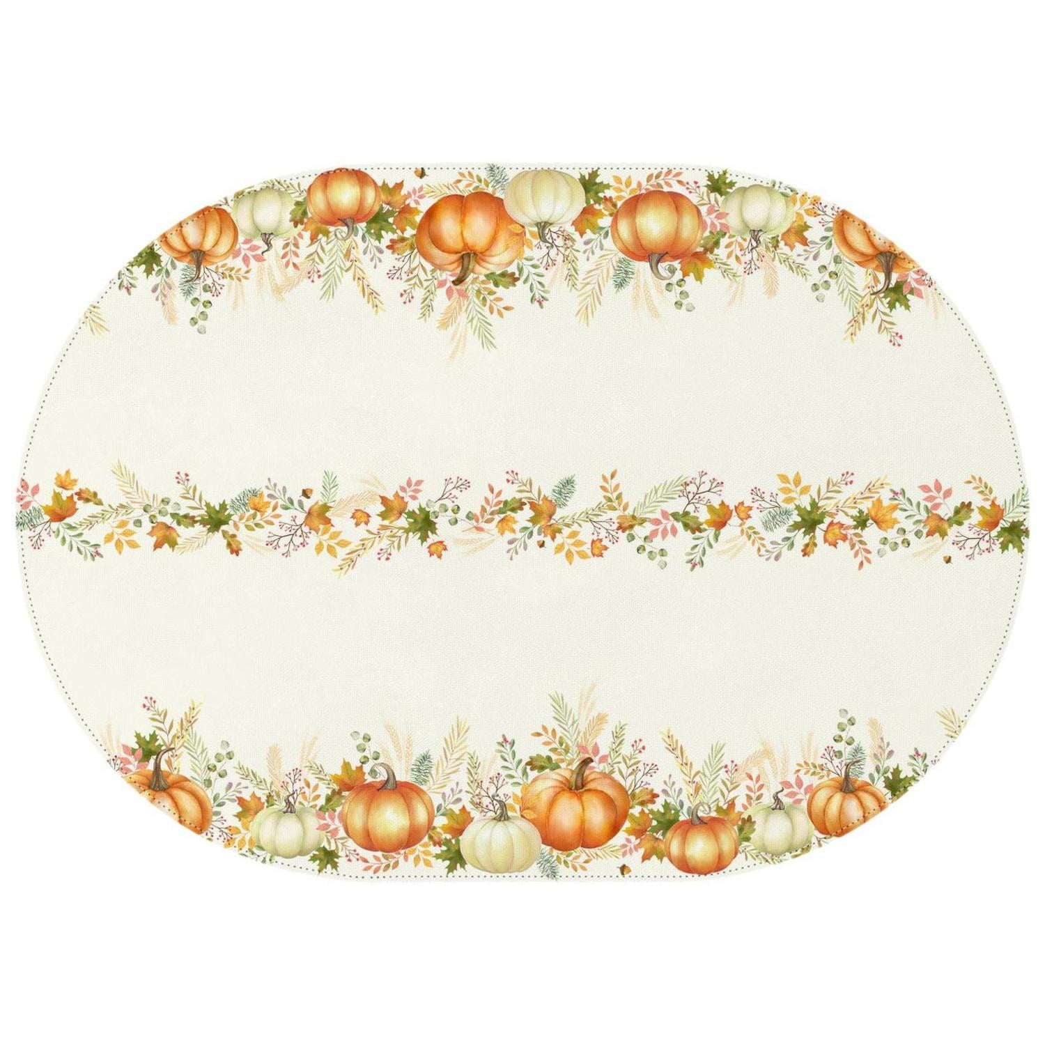 Oval Tablecloth Fall Pumpkin Maple Harvest Tablecloth,Wipeable ...