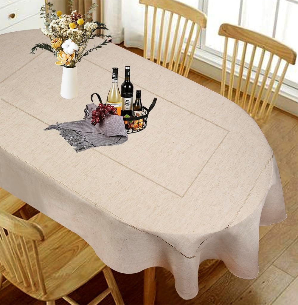 Oval Tablecloth with Hollow for Oval Table, 60x102 Inch Farmhouse Table ...