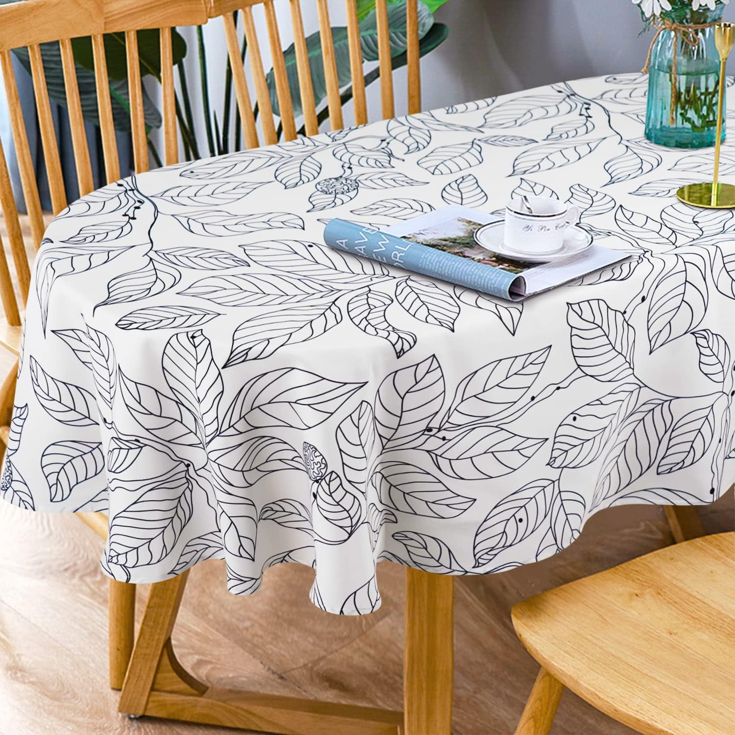 Oval Tablecloth Leaf Tablecloth, Print Leaf Tablecloth, Fabric Indoor ...