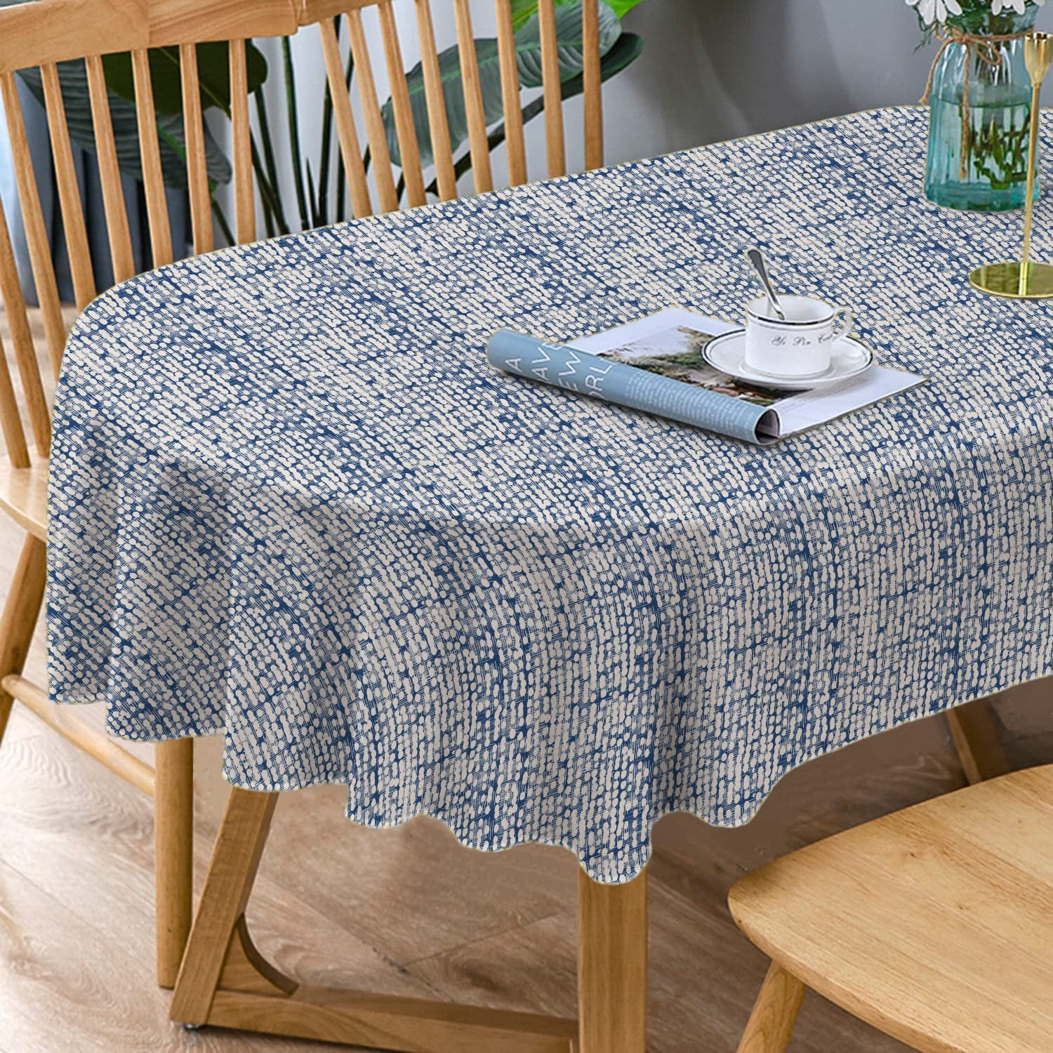 Oval Tablecloth, Modern Oval Tablecloth, Blue Tablecloth Indoor/Outdoor ...