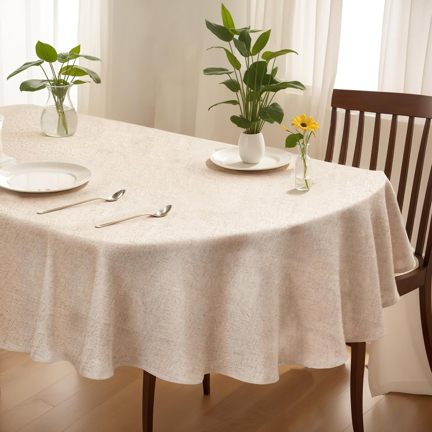Oval Tablecloth with Hollow for Oval Table, 60x84 Inch Farmhouse Table ...