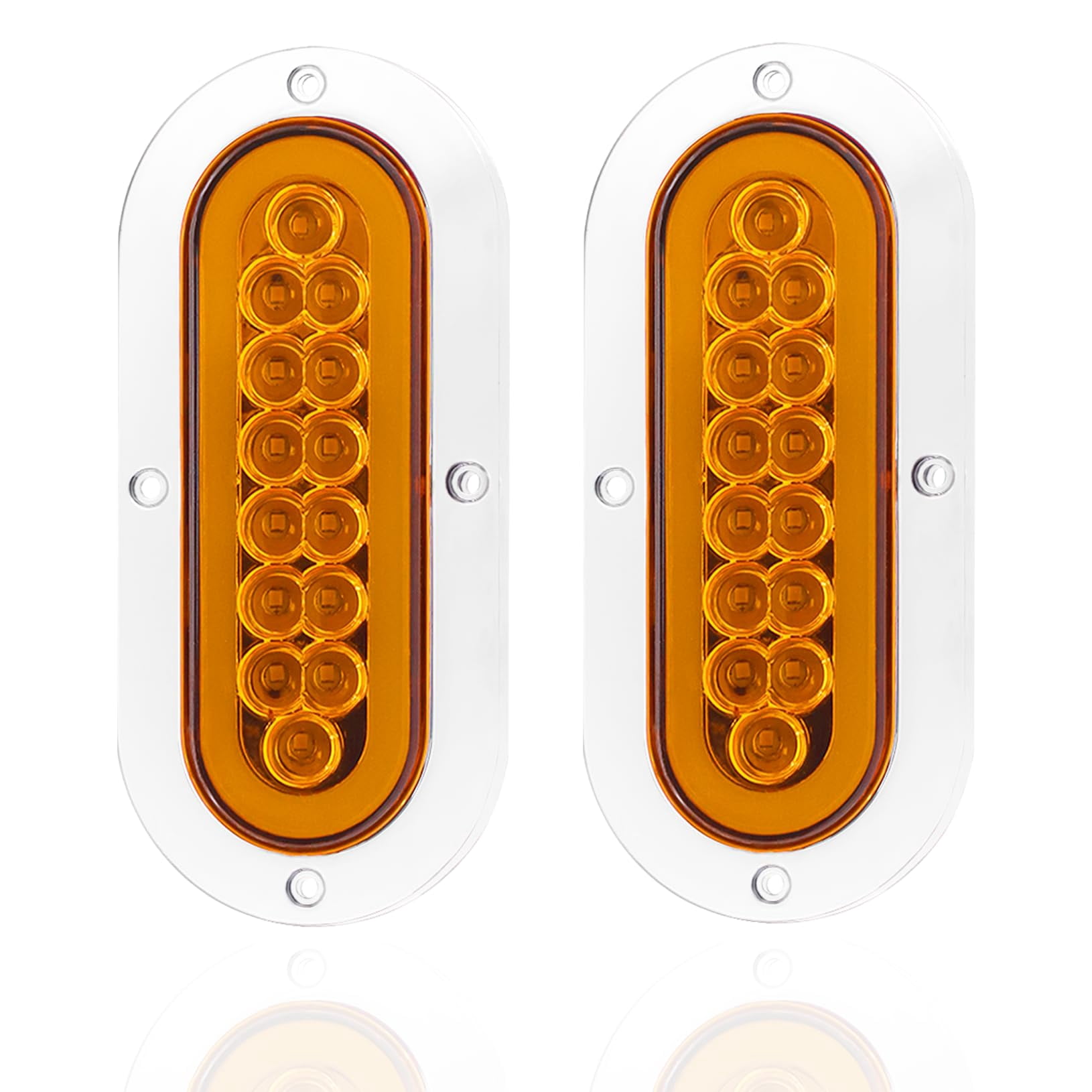 Oval Trailer Rear Lights, KEF16 6inch Backup Auxliery Yellow Turn ...