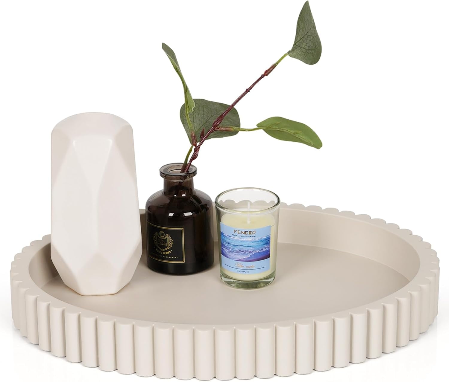 Oval Tray for Coffee Table Decor, 13" Concrete Coffee Table Tray, Table ...