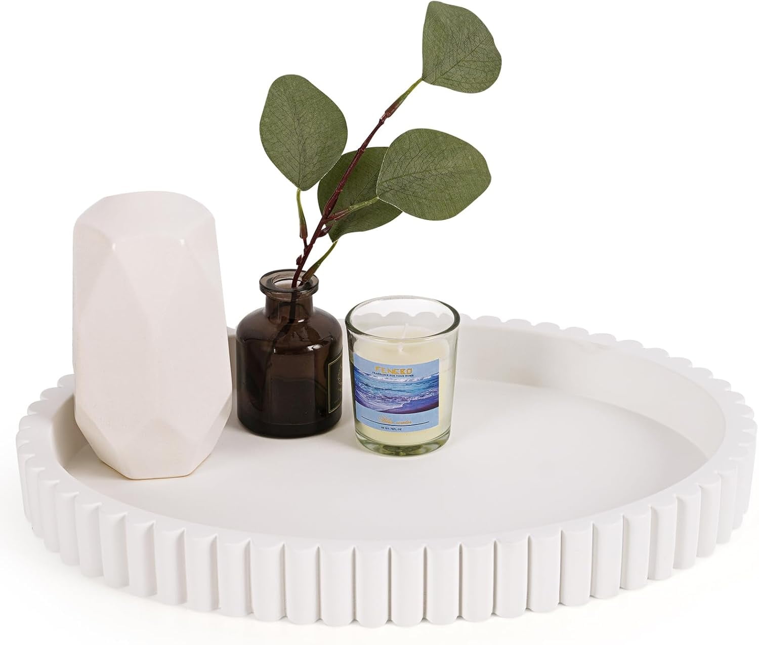 Oval Tray for Coffee Table Decor, 13" Concrete Coffee Table Tray, Table ...