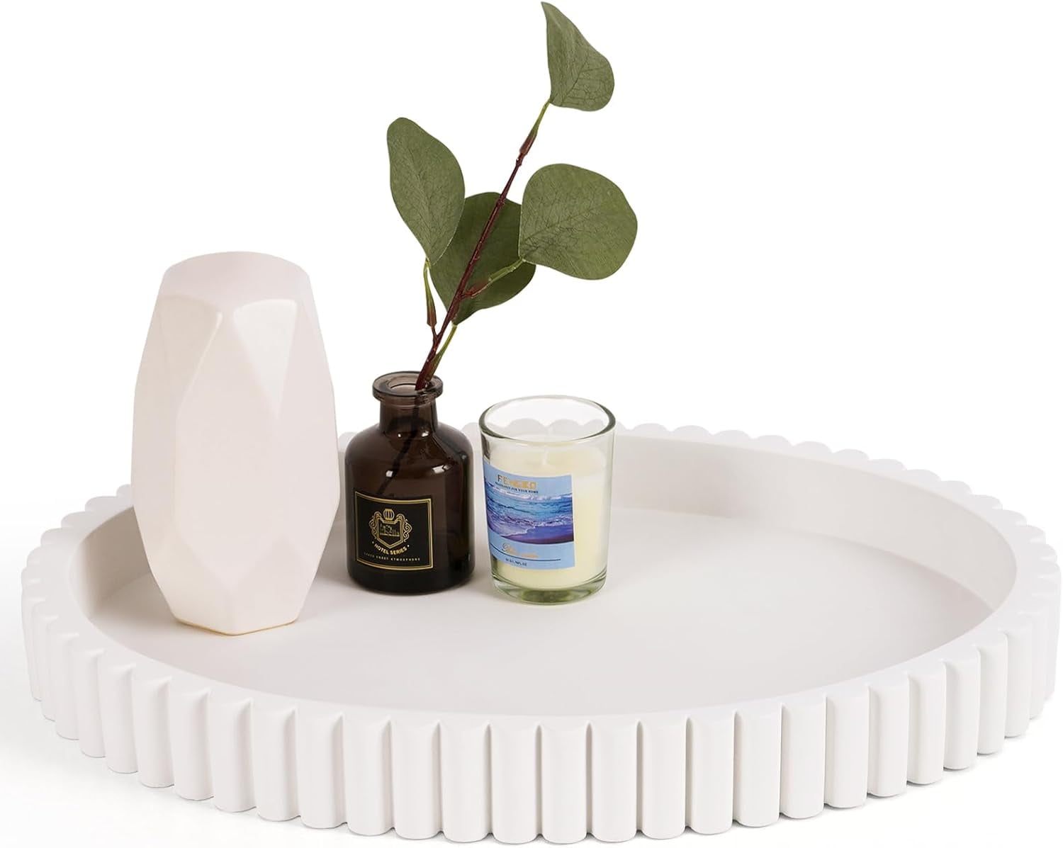 Oval Tray for Coffee Table Decor, 15" Concrete Tray, Table Centerpieces ...