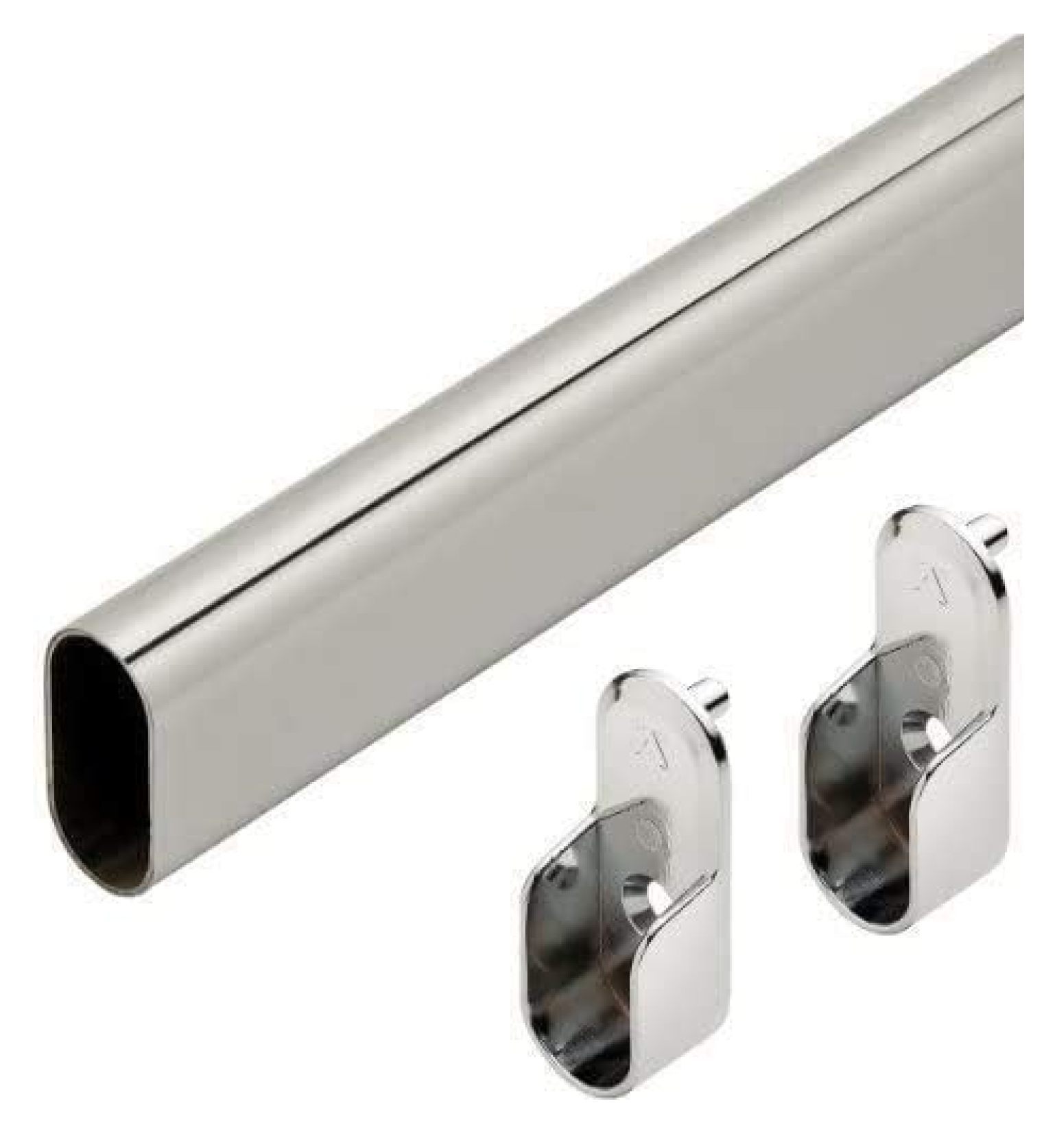 Oval Wardrobe Tube Polished Chrome Closet Rod W/End Supports, Welded ...