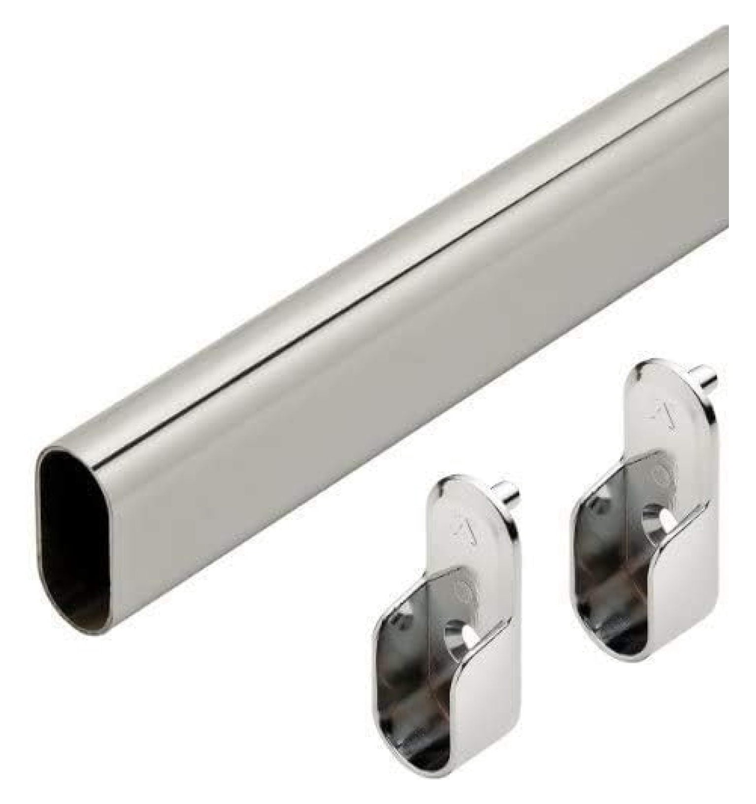 Oval Wardrobe Tube Polished Chrome Closet Rod W/End Supports, Welded ...