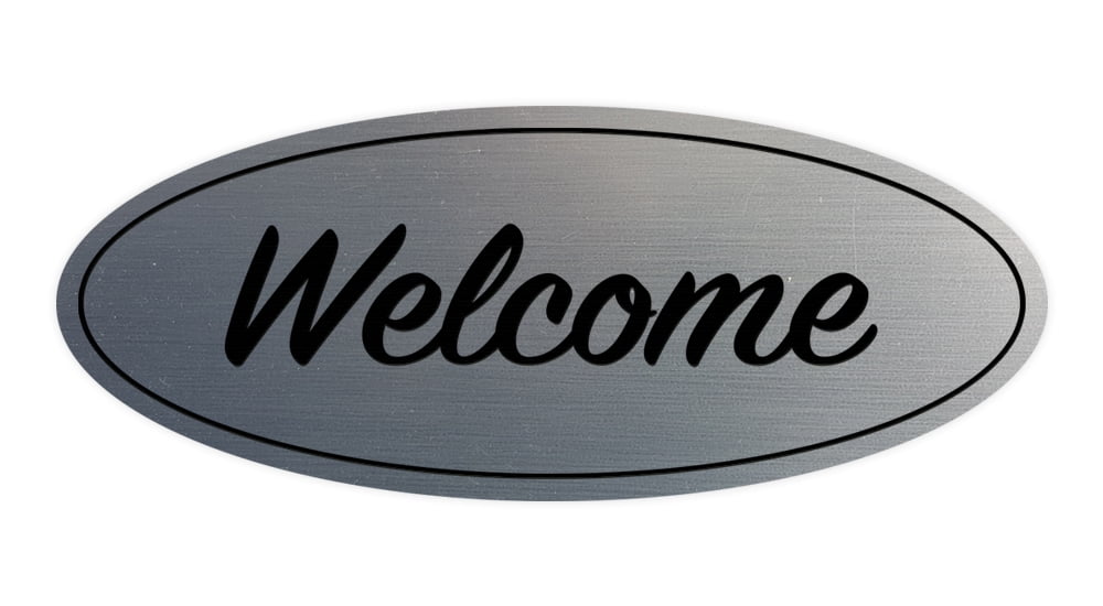 Oval Welcome Sign (Brushed Silver) - Small 2x5" - Walmart.com