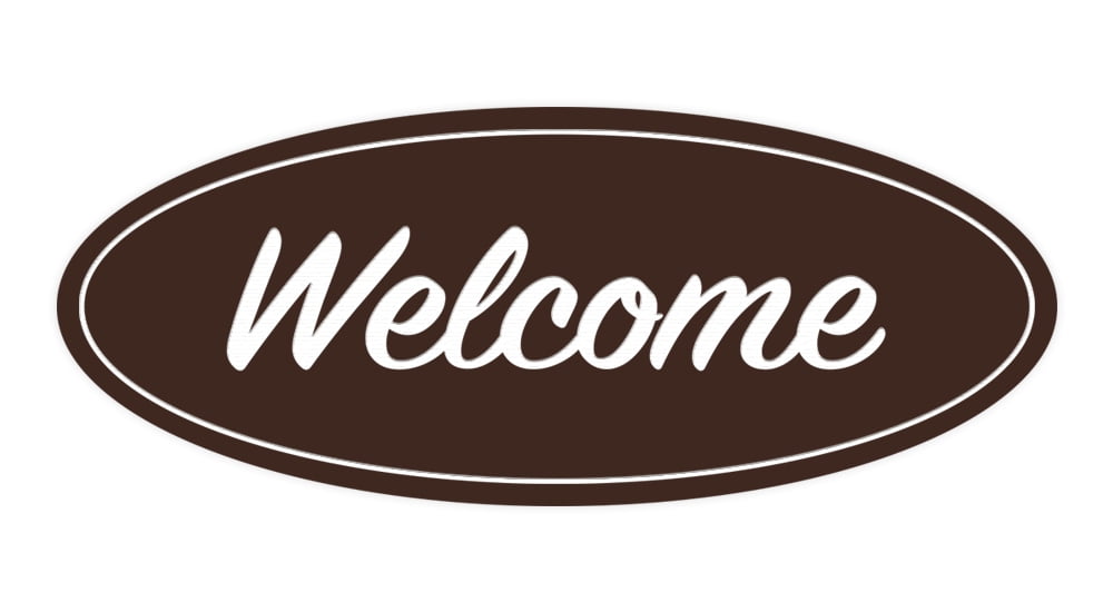 Oval Welcome Sign (Dark Brown) - Small 2x5" - Walmart.com