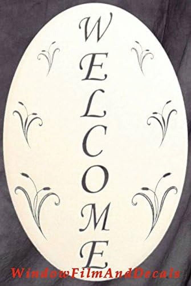 Oval Welcome Sign Etched ndow Decal Vinyl Glass Cling - 10.5" x 16 ...