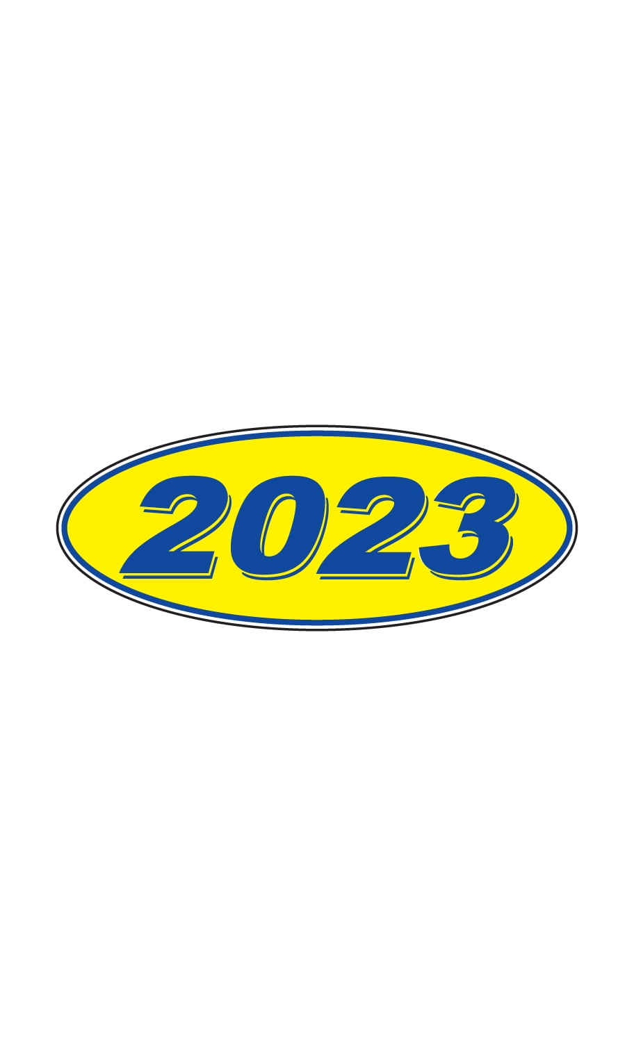 Oval Windshield Year Stickers - Blue/Yellow - "2023" - Pack of 12 ...