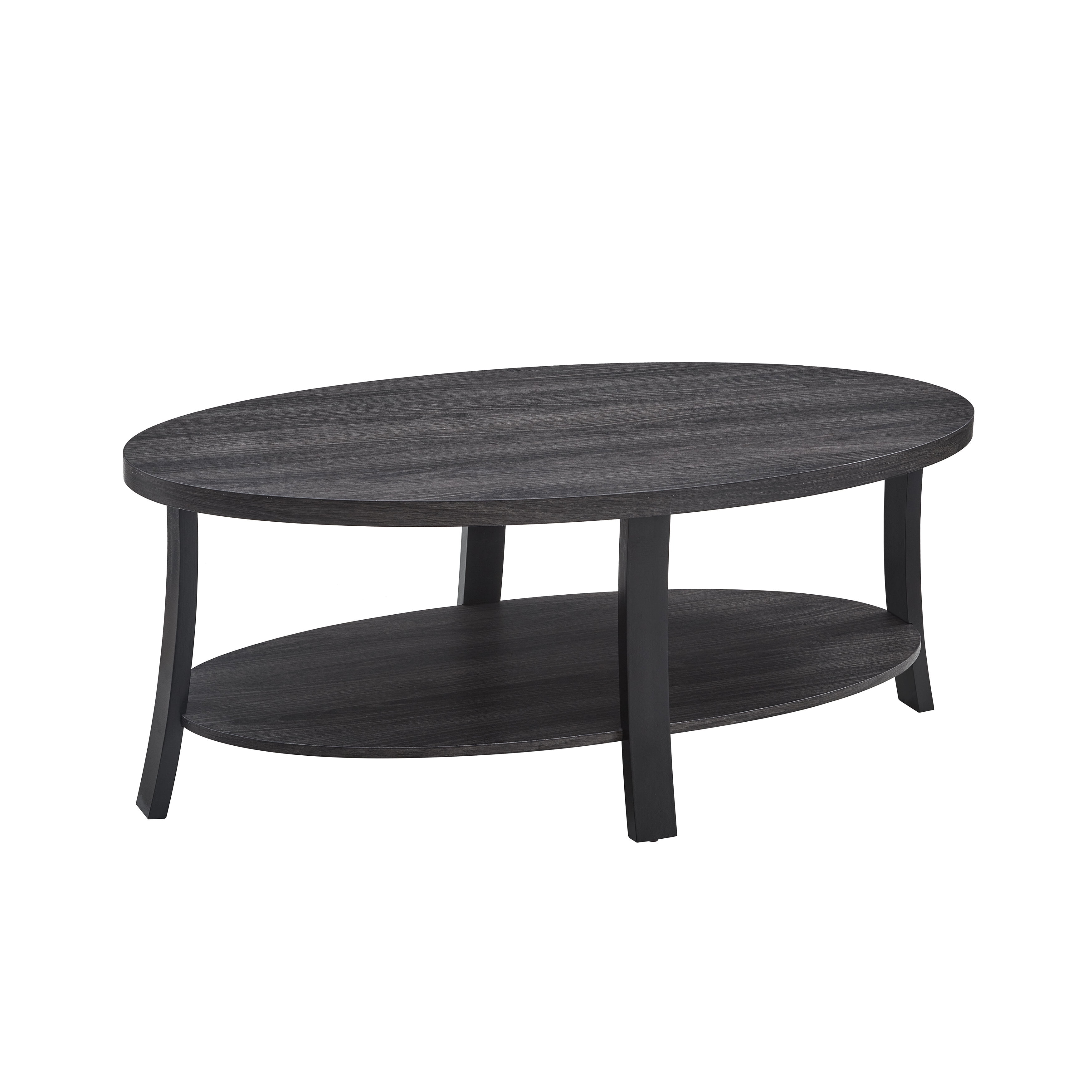 Oval Wood Coffee Table with Storage Shelf for Living Room, 48 inch ...