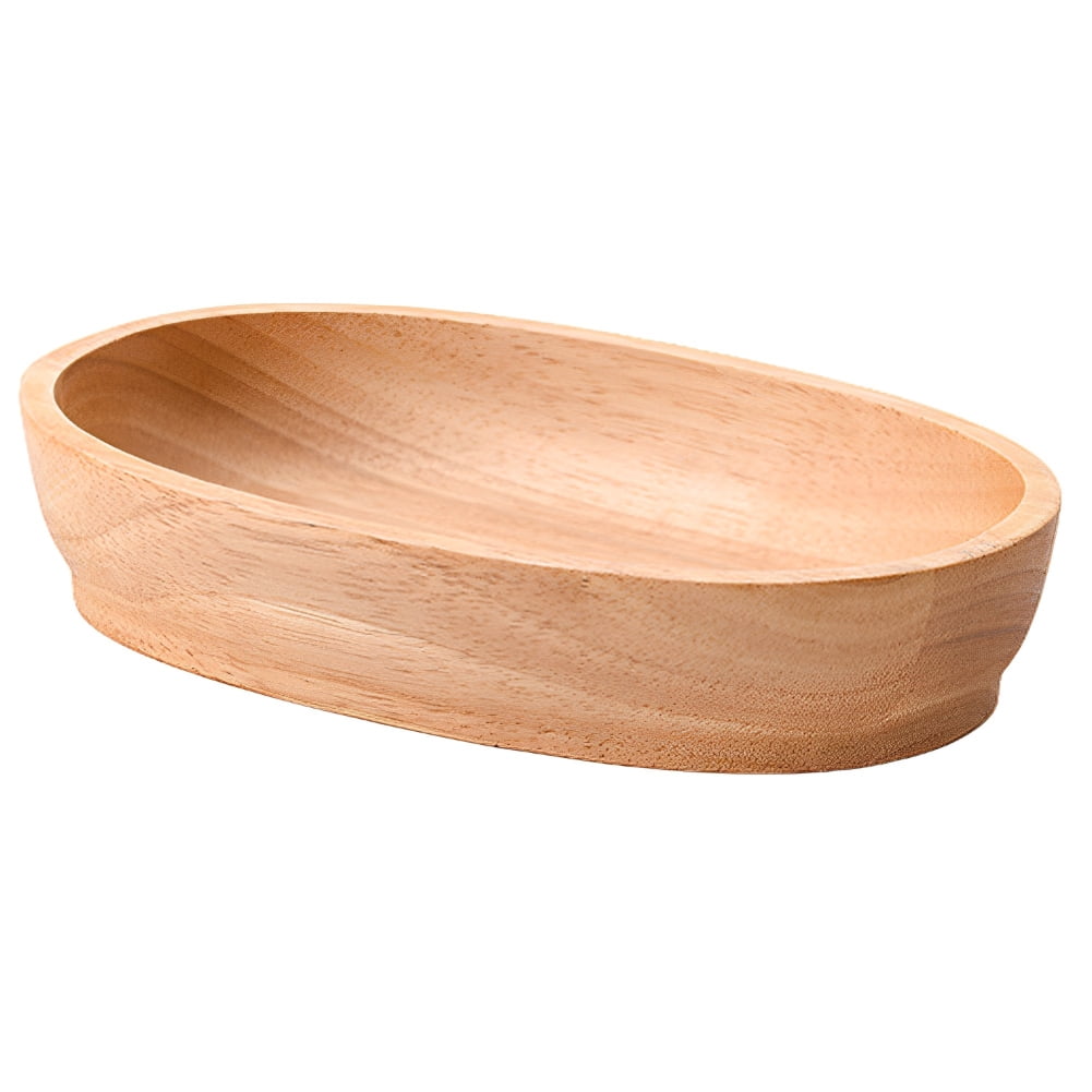 Oval Wooden Bowl Boat Shape Solid Wooden Food Plate Creative Wooden ...
