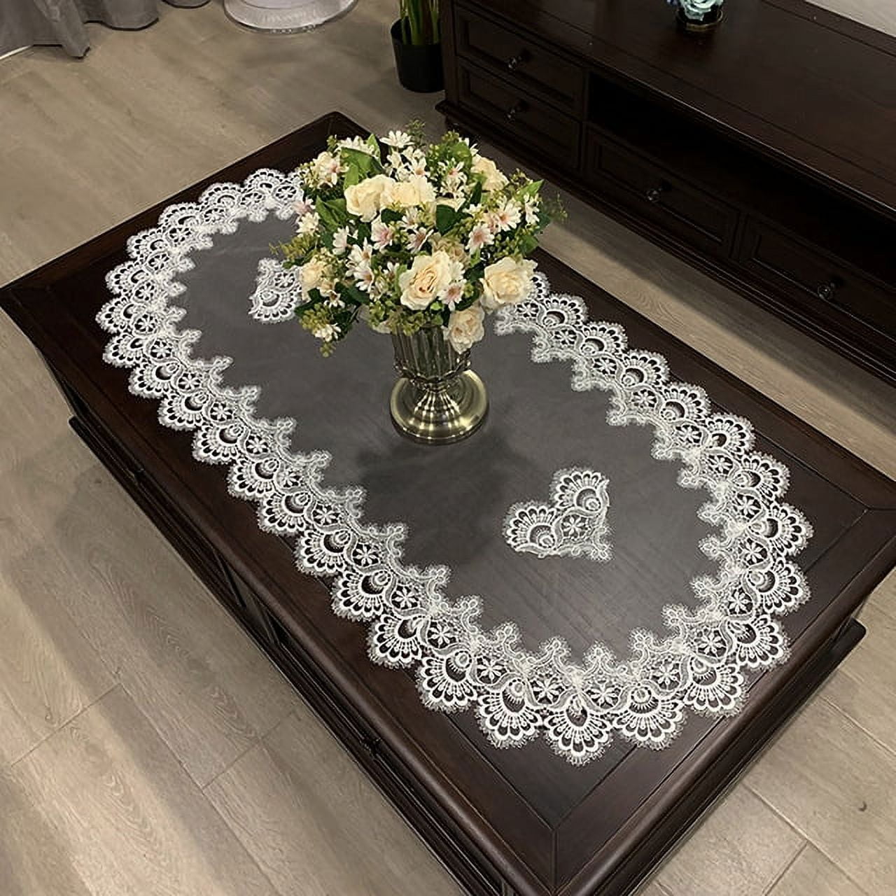 Oval coffee table tablecloth living room table mat lace coffee table ...