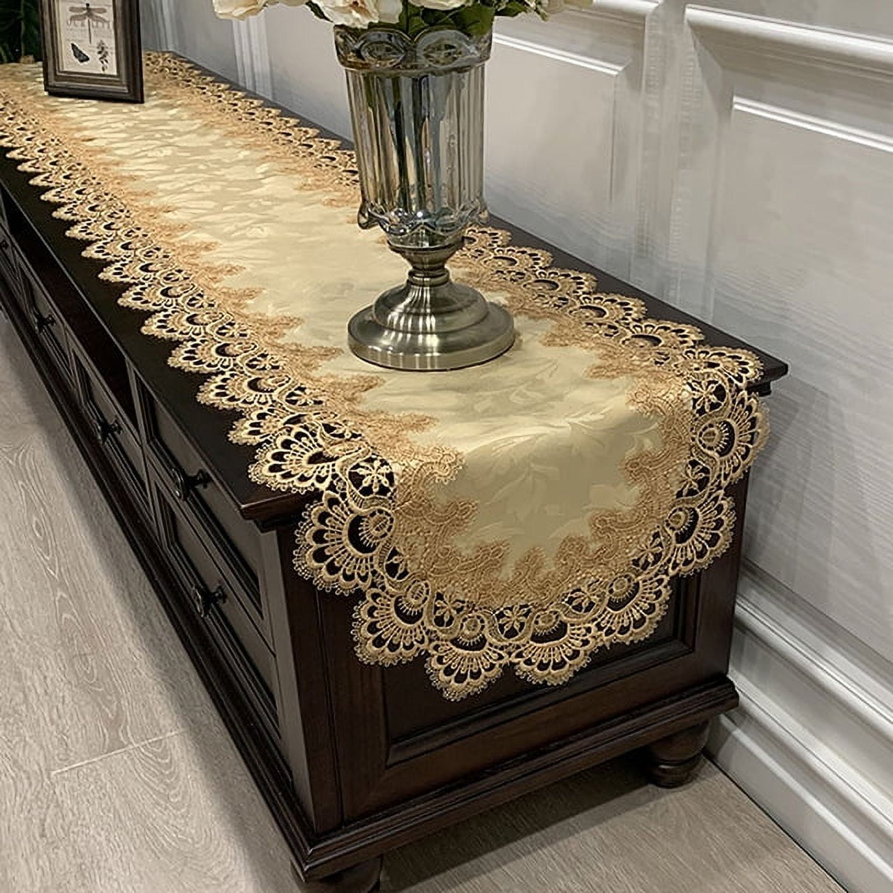 Oval lace Table Runner Table Runners with Macrame Embroidery for Bridal ...