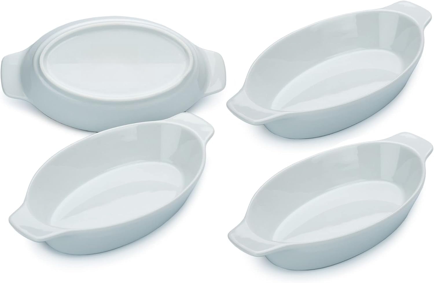 Oval porcelain mini casserole gratin dish (set of 4). Cauliflower ...