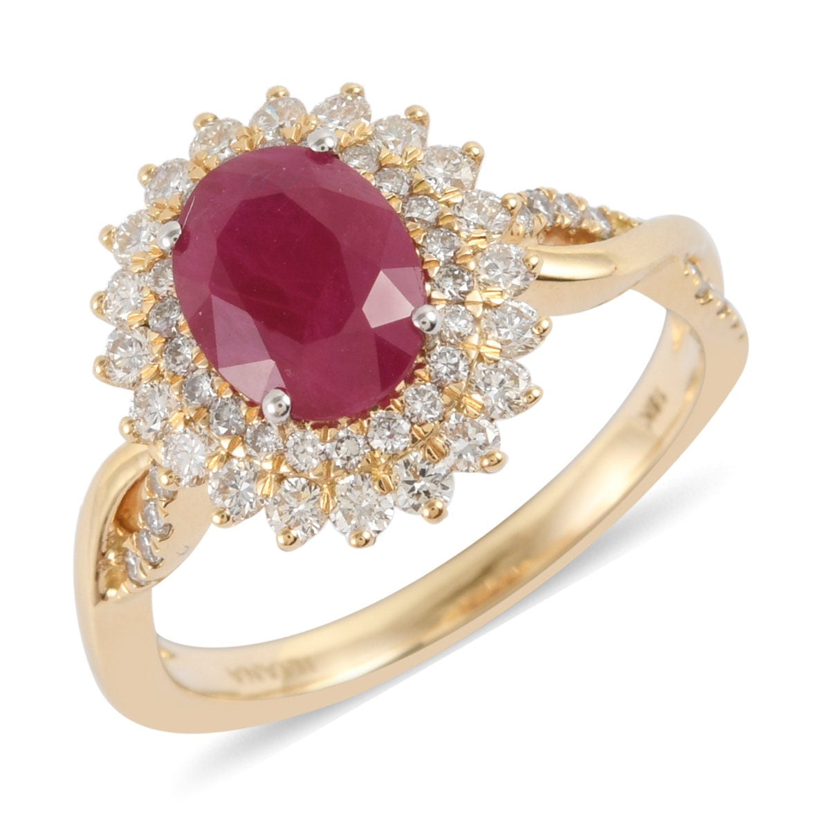 Oval ruby and diamond engagement ring, Genuine ruby alternative ...