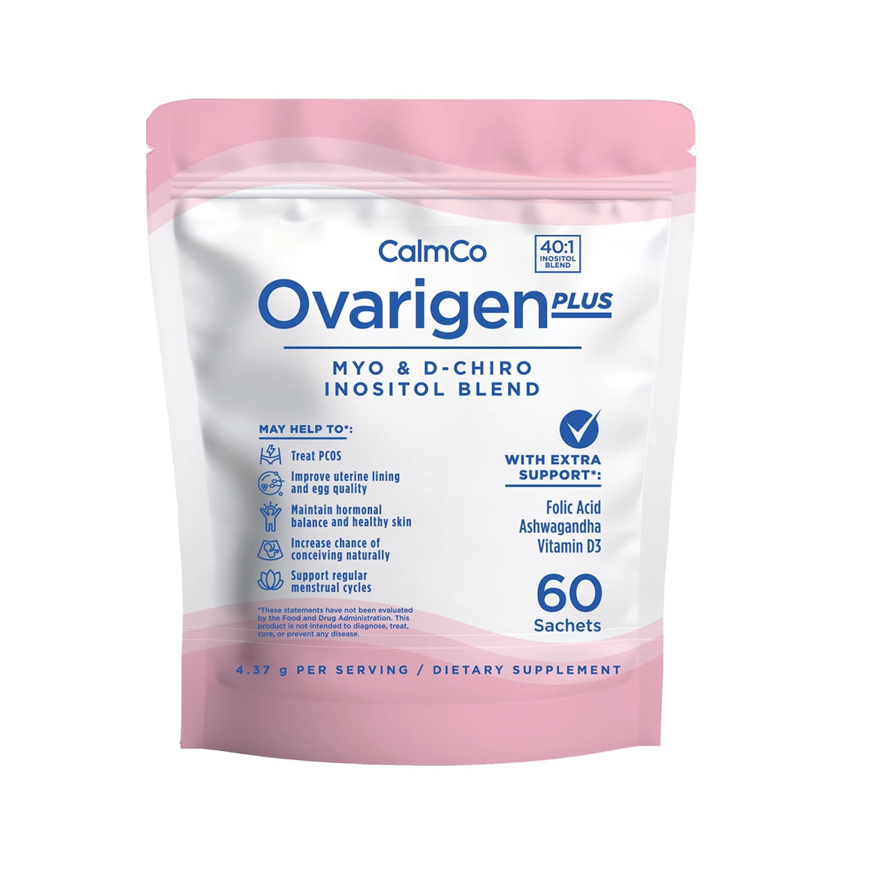 Ovarigen Plus, Myo & D-Chiro Inositol Blend Sachets, 40:1 Ratio with ...