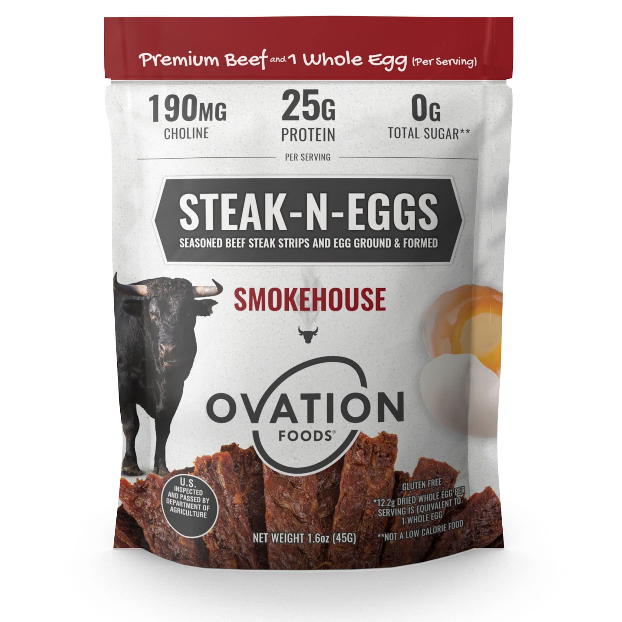 Ovation Foods Steak-N-Eggs Beef Strips, HYZ01 Zero Sugar, High-Protein ...