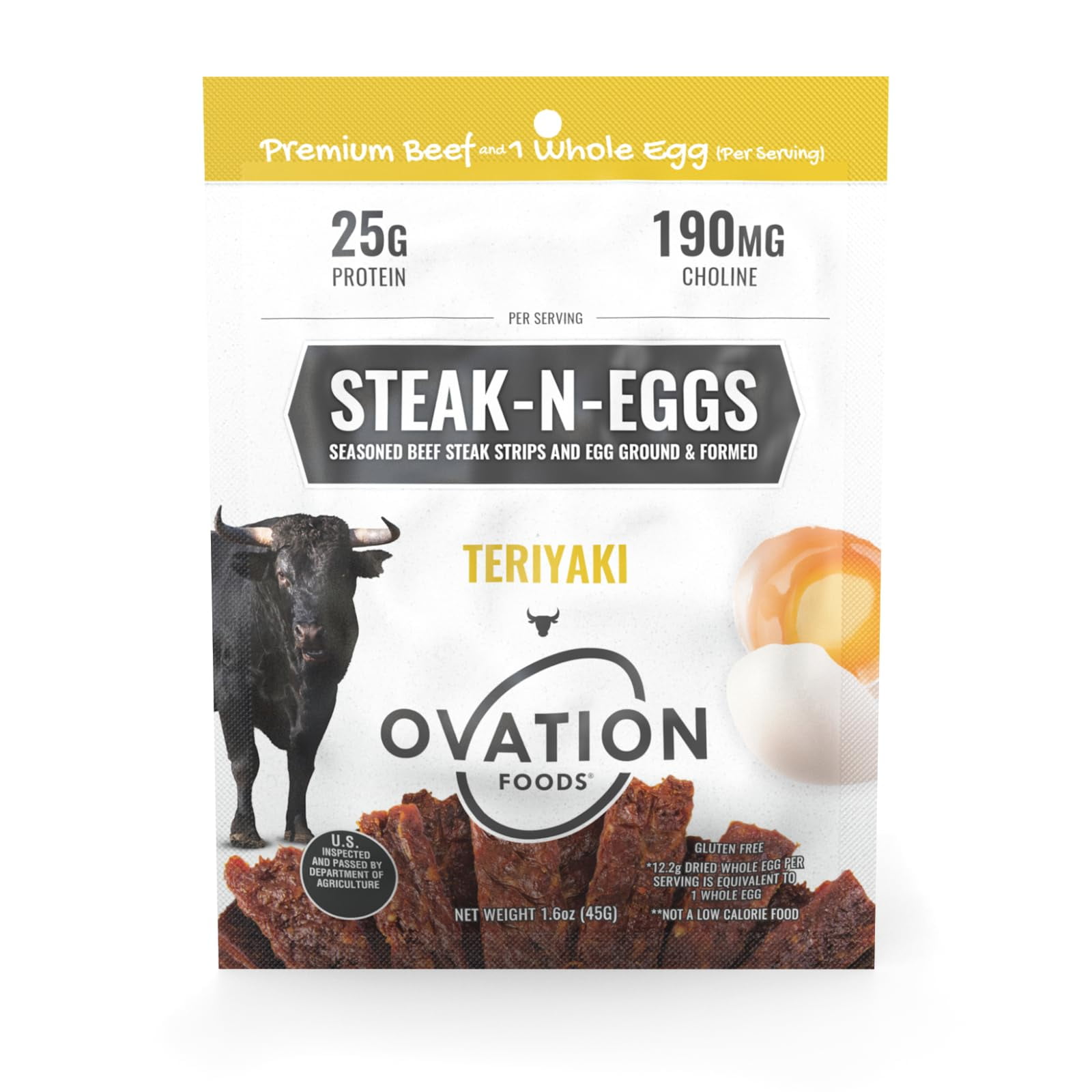 Ovation Foods Steak-N-Eggs Beef YYF14 Strips, Zero Sugar, High-Protein ...
