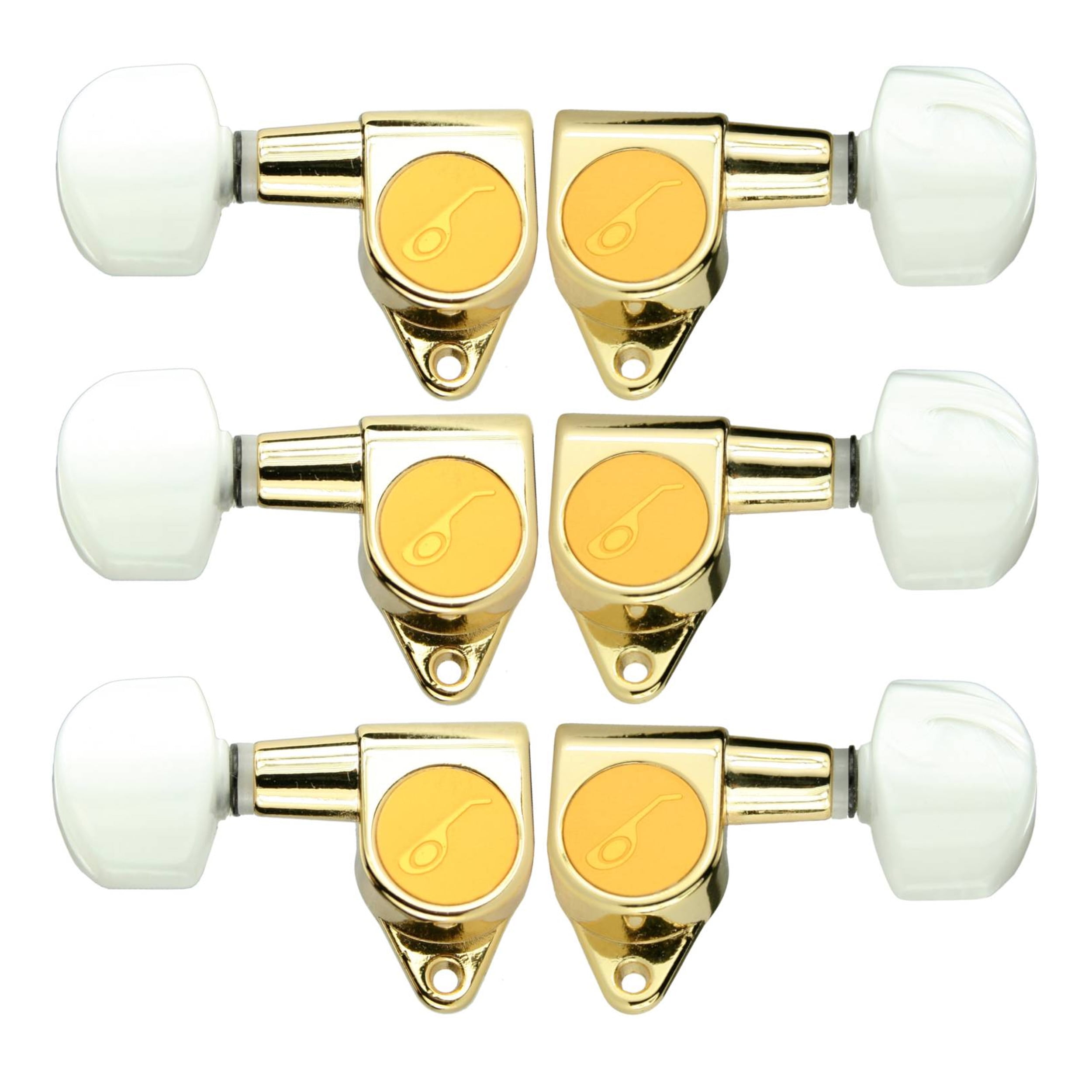 Ovation Pearloid & Gold Guitar Tuning Machines Set, Large Pegs, 3+3 6 ...