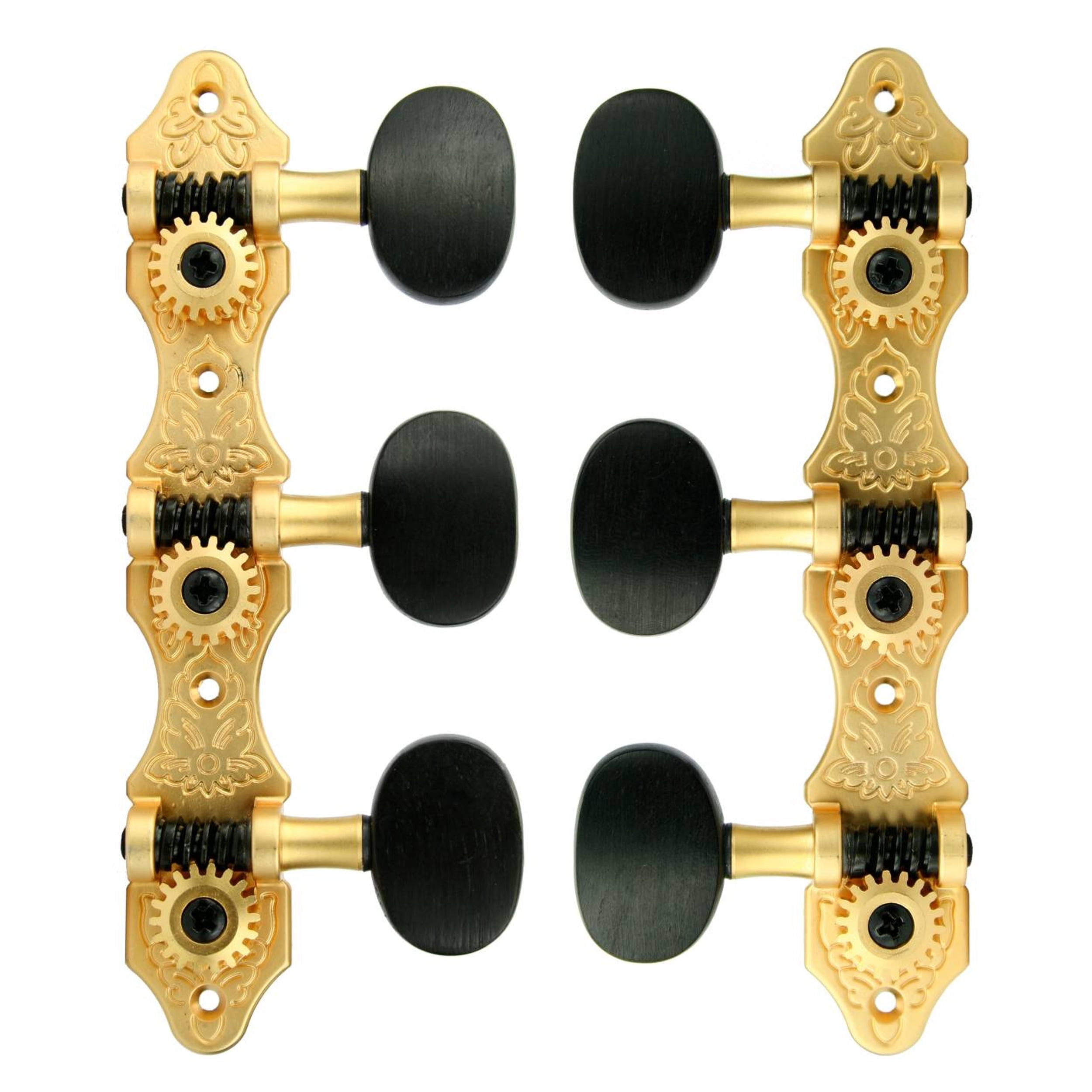 Ovation Satin Gold Guitar Tuning Machines Set, Ebony Pegs, for Classic ...