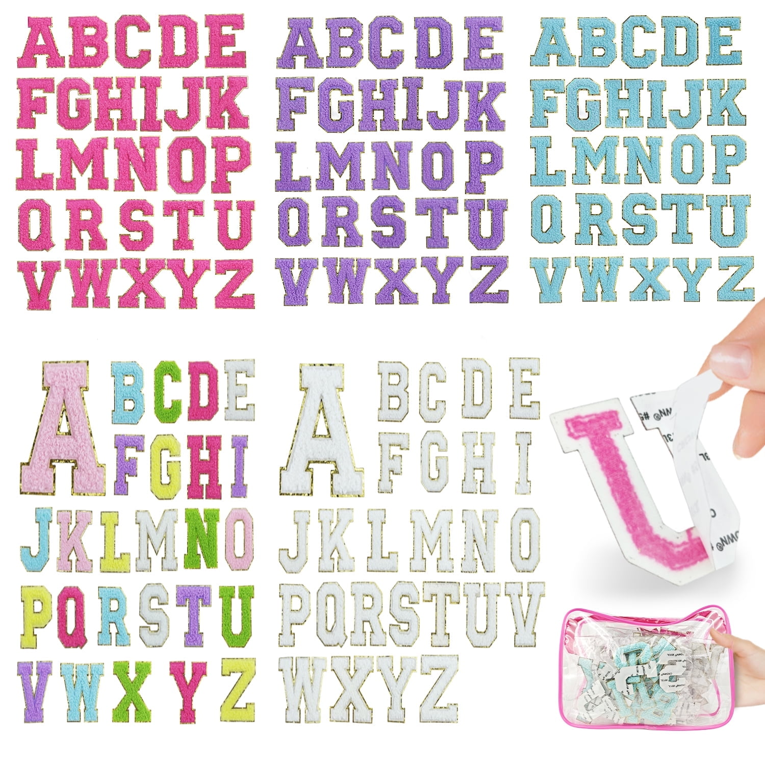 Ovatt 130 Pieces Chenille Letter Patches, 5 Sets Self Adhesive A-Z ...