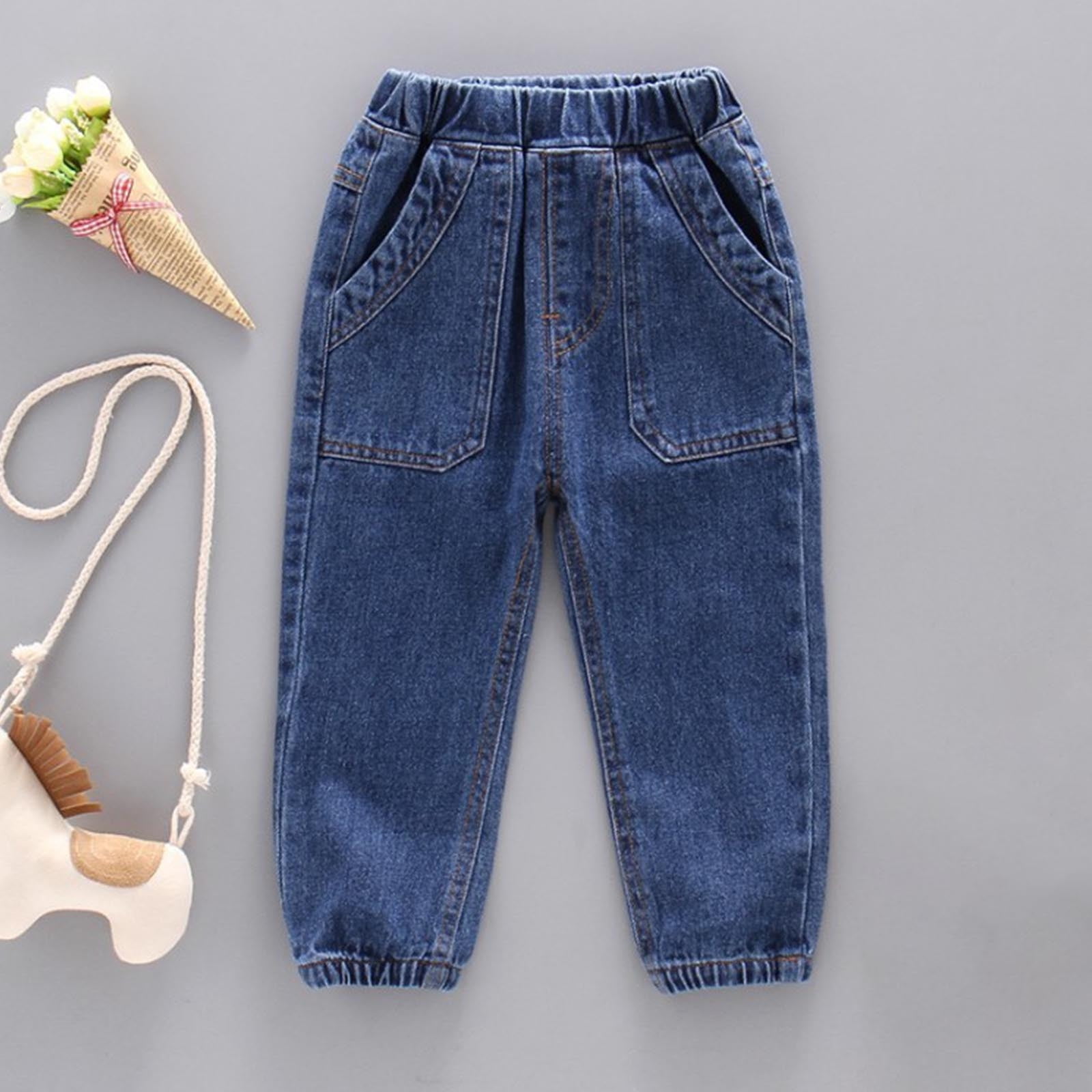 Ovbmpzd Cropped Pants for Infants for Girls Tapered Elastic Waist Blue ...