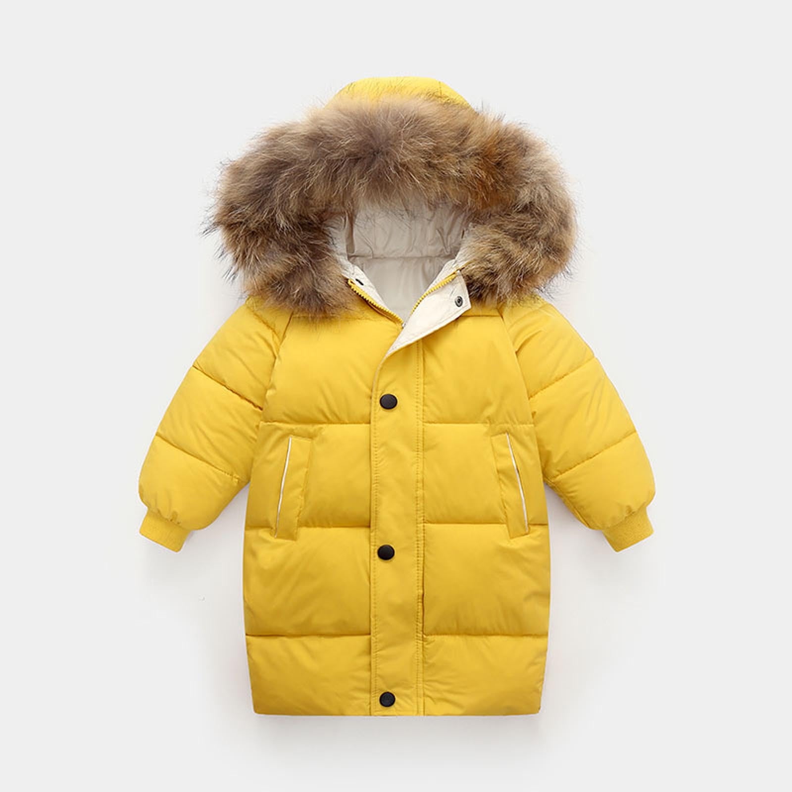 Ovbmpzd Fleece Jackets for Girls Puffer Yellow Long Hooded Long Sleeve ...