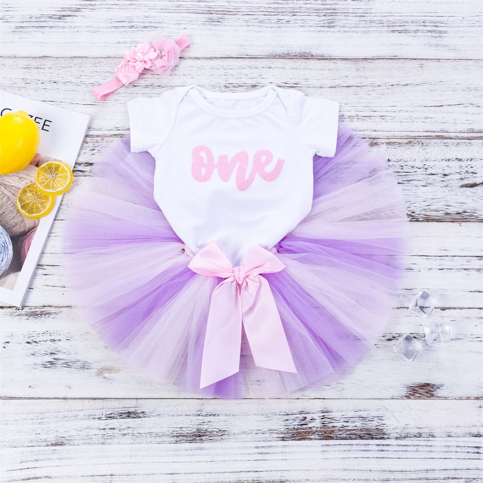 Ovbmpzd Newborn Outfits Gender Neutral Purple 1st Birthday Mesh ...