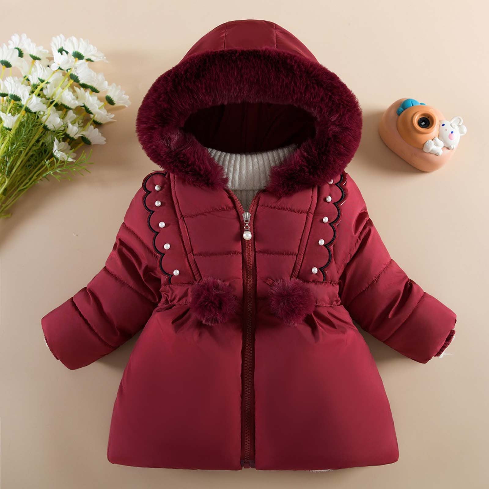 Ovbmpzd Puffer Kids Jackets for Girls Full Zip Red Long Parka Cute ...