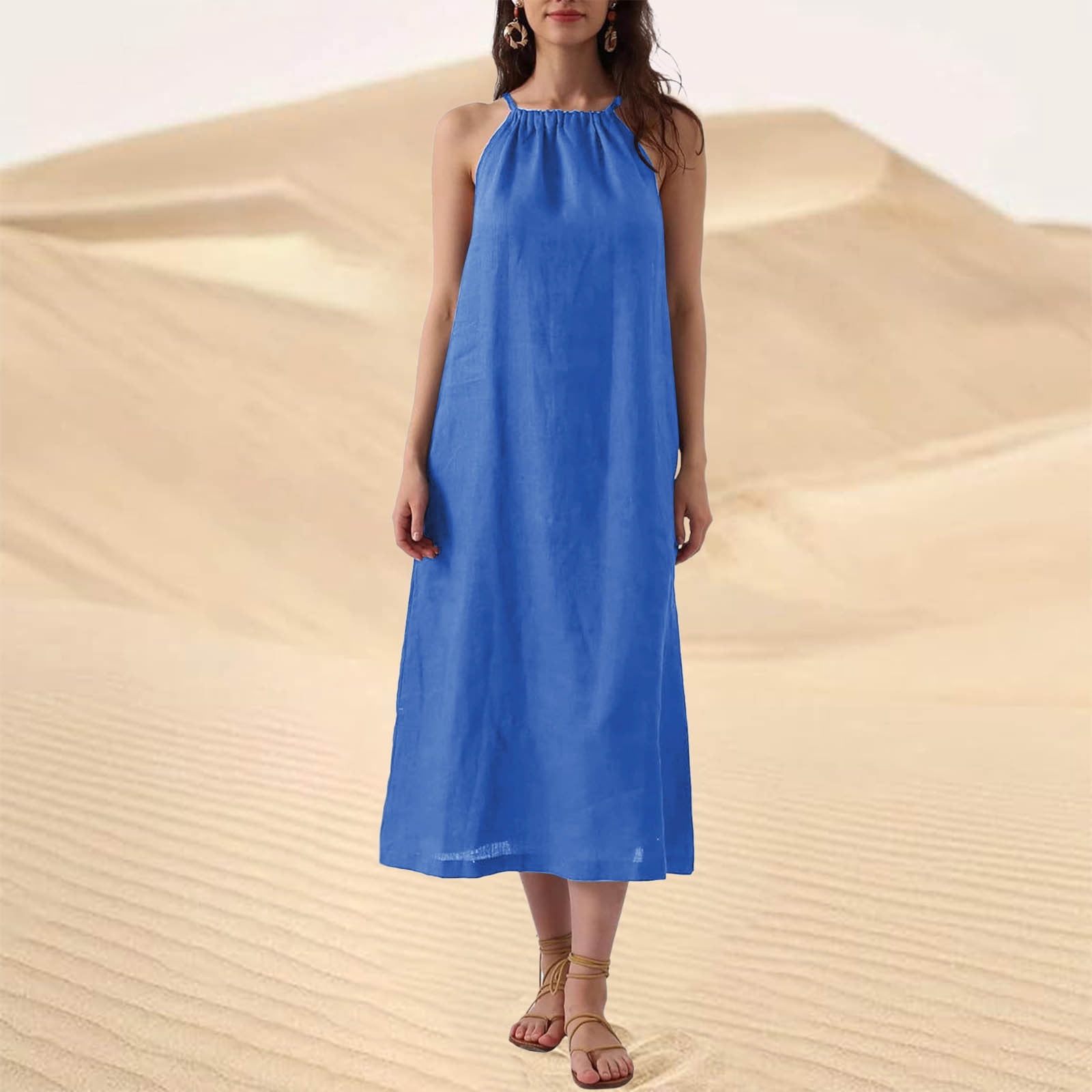 Ovbmpzd Sun Dresses for Women 2026 Vacation Wedding Guest Blue ...