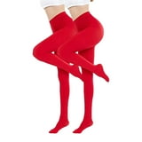 Ovbmpzd Tights for Women Tummy Control 2 Packs Red Plus Size Pantyhose ...