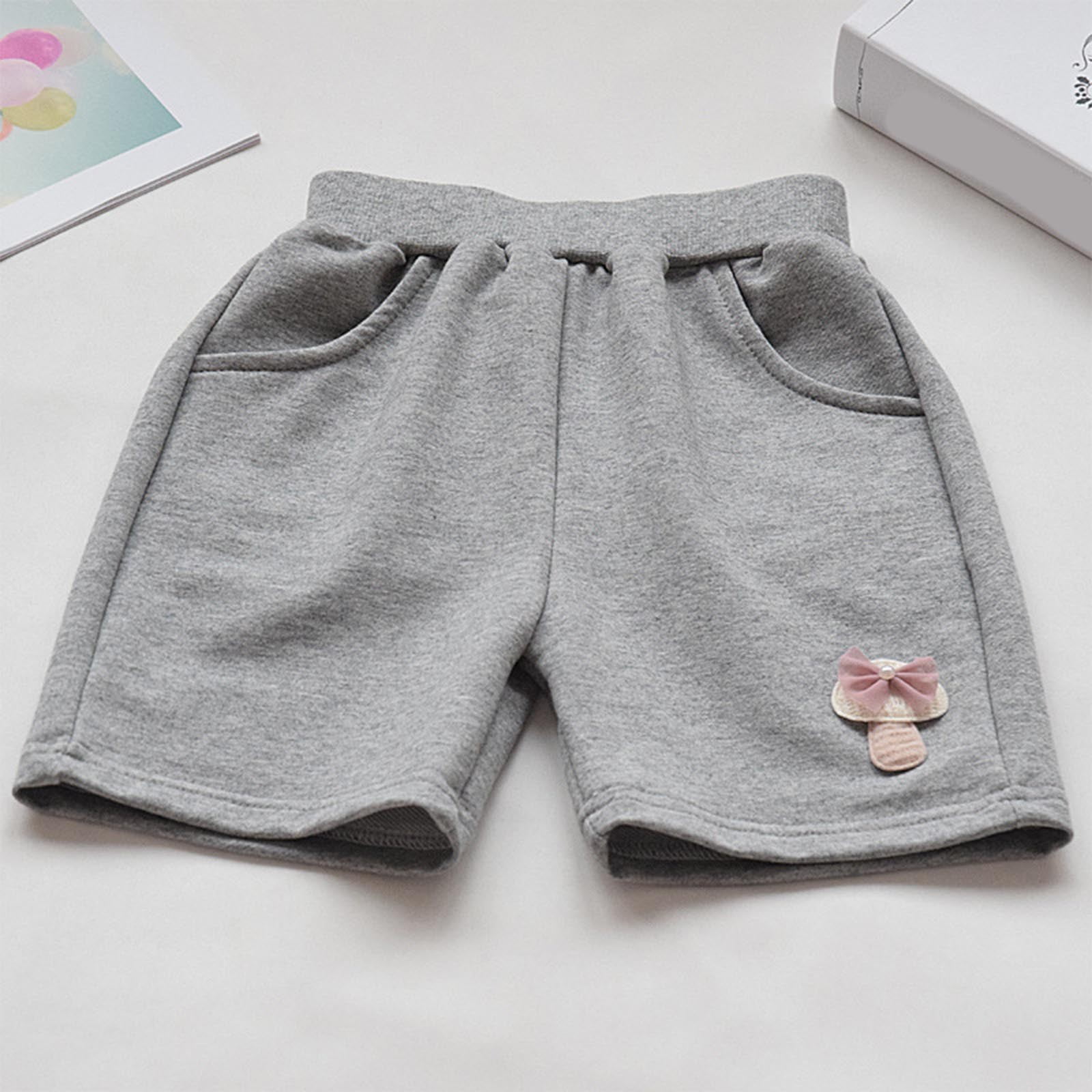 Ovbmpzd Toddler Shorts Girls Cotton Gray Cute Elastic Waist Graphic ...