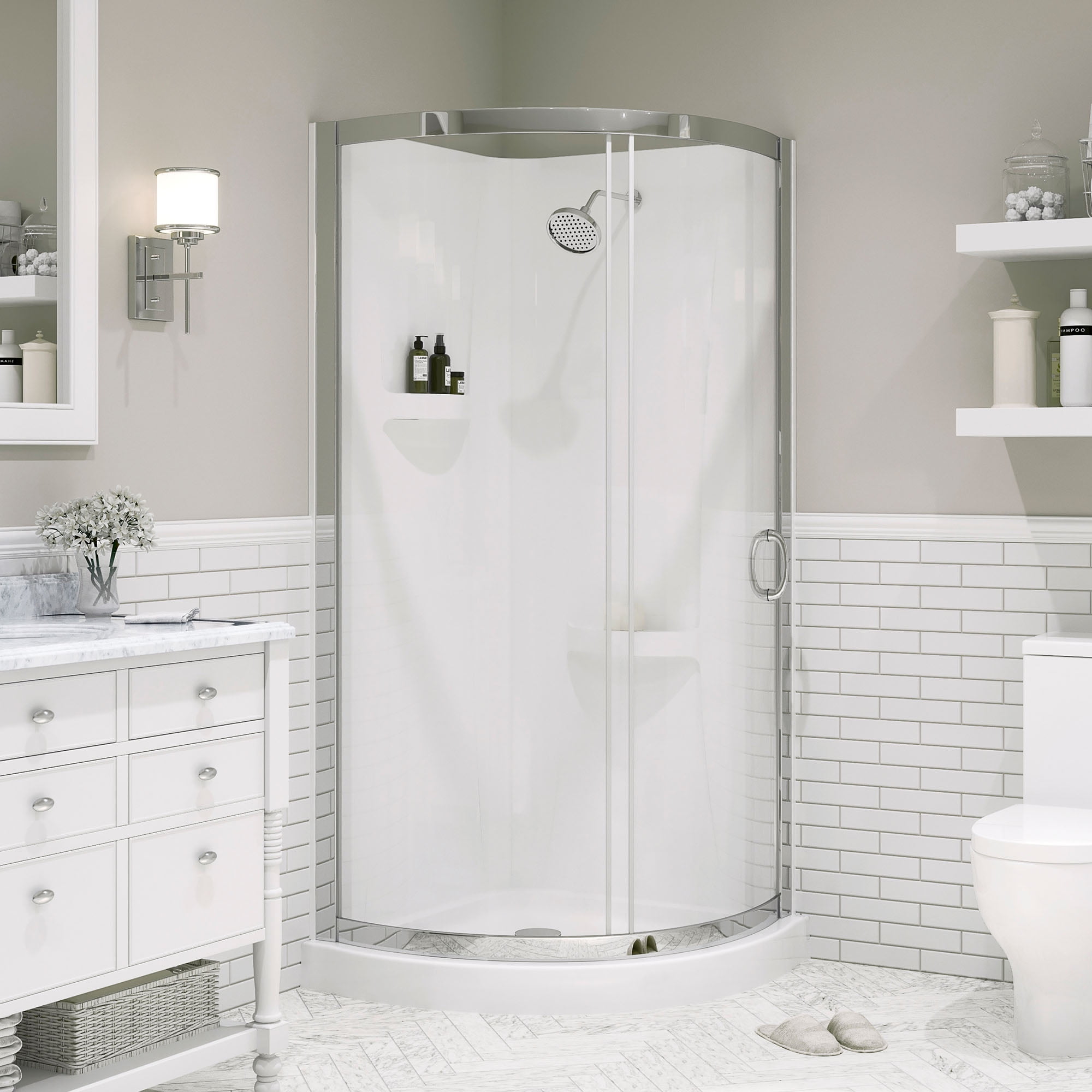Ove Decors Breeze 34 in Complete Shower Kit with Door Panel Enclosure ...