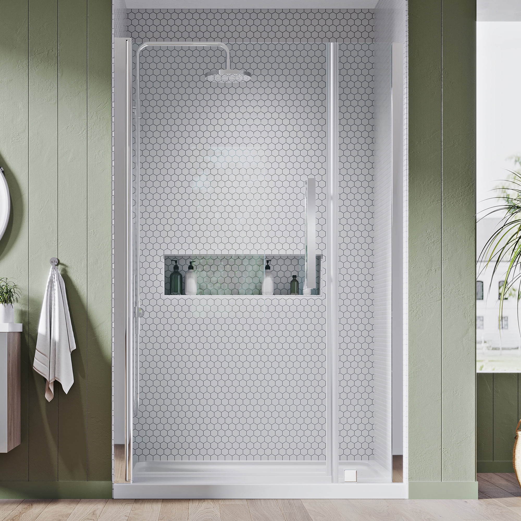 Ove Decors Pasadena 36 in. L x 36 in. W x 72 in. H Alcove Shower Kit ...