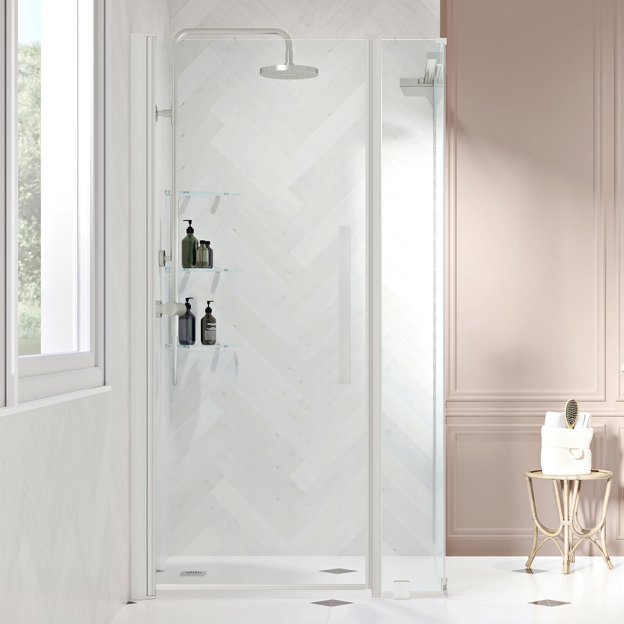 Ove Decors Pasadena 42-1/2in W x 72in H Rectangular Corner Shower ...