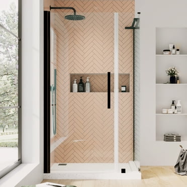 DreamLine Flex 36 in. D x 60 in. W x 74 3/4 in. H Semi-Frameless Shower ...
