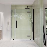 VIGO Monteray 36 in. L x 48 in. W x 79 in. H Frameless Hinged Shower Enclosure Kit in Brushed ...