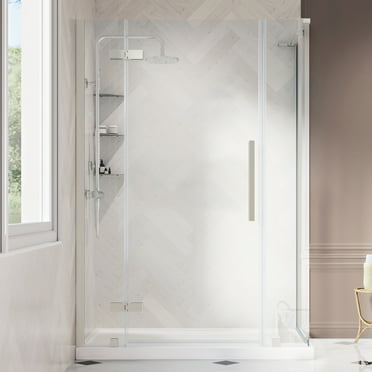 DreamLine Prime 36 in. x 76 3/4 in. Semi-Frameless Clear Glass Sliding ...
