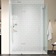 VIGO Monteray 36 in. L x 48 in. W x 79 in. H Frameless Hinged Shower Enclosure Kit in Brushed ...