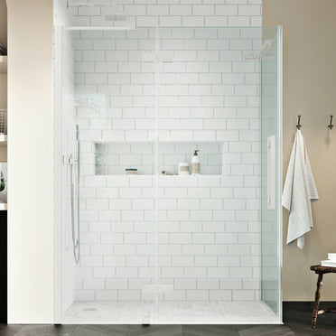 DreamLine Flex 36 in. D x 60 in. W x 74 3/4 in. H Semi-Frameless Shower ...