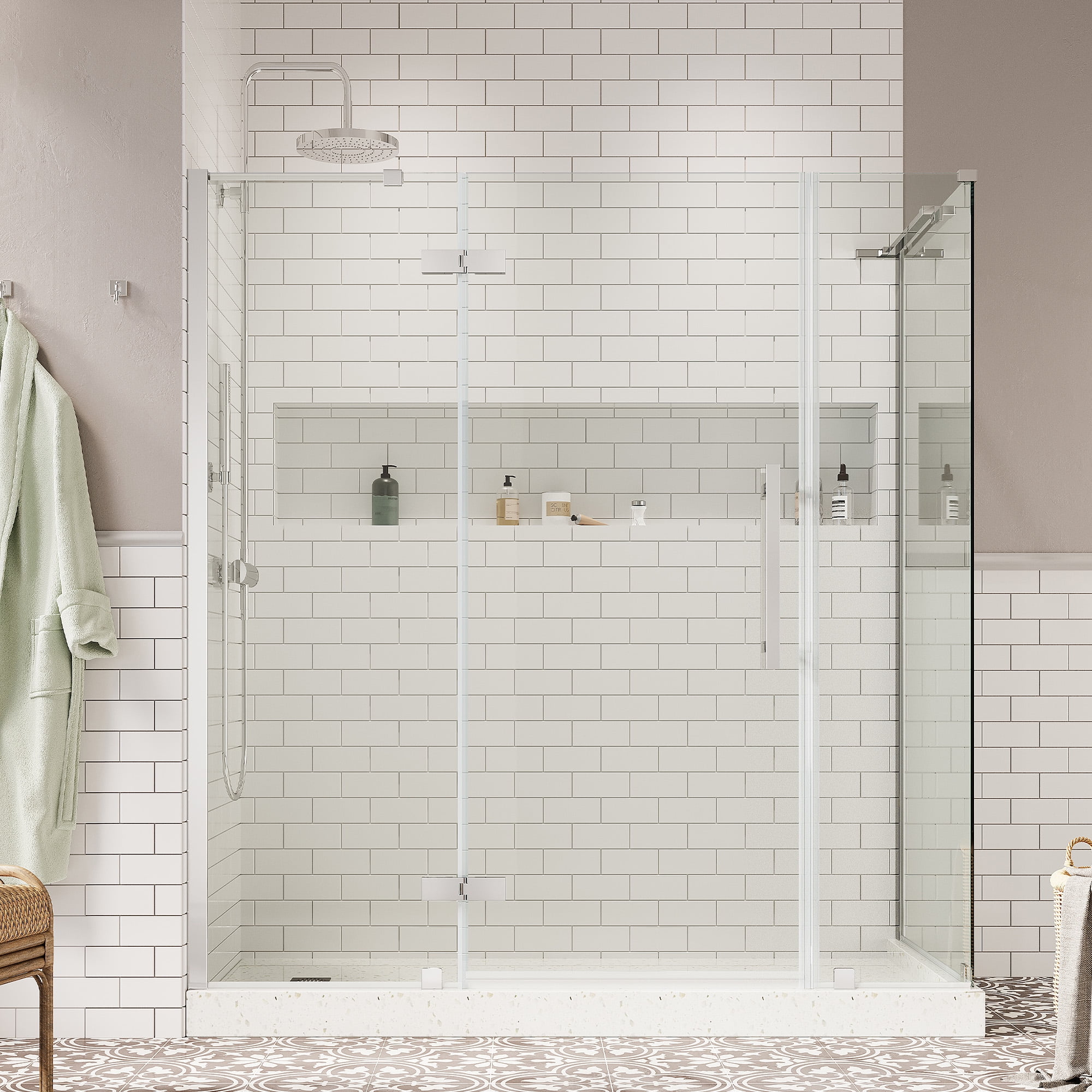 Ove Decors Tampa 62-13/16 in. W x 72 in. H Rectangular Pivot Frameless ...