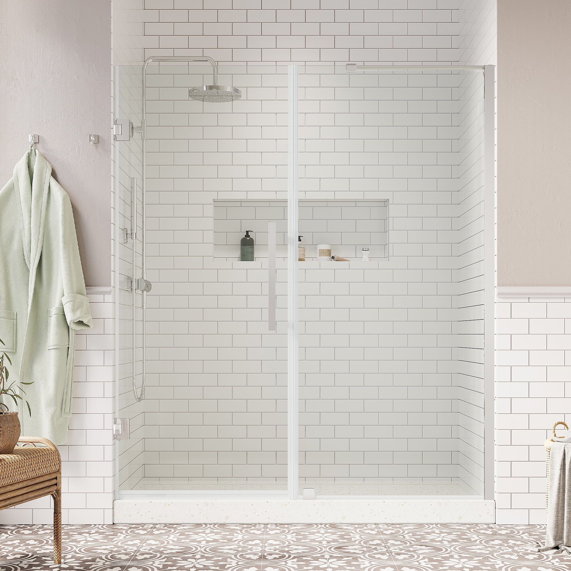 Ove Decors Tampa Pro 60 3 8 In W X 72 In H Alcove Frameless Hinge