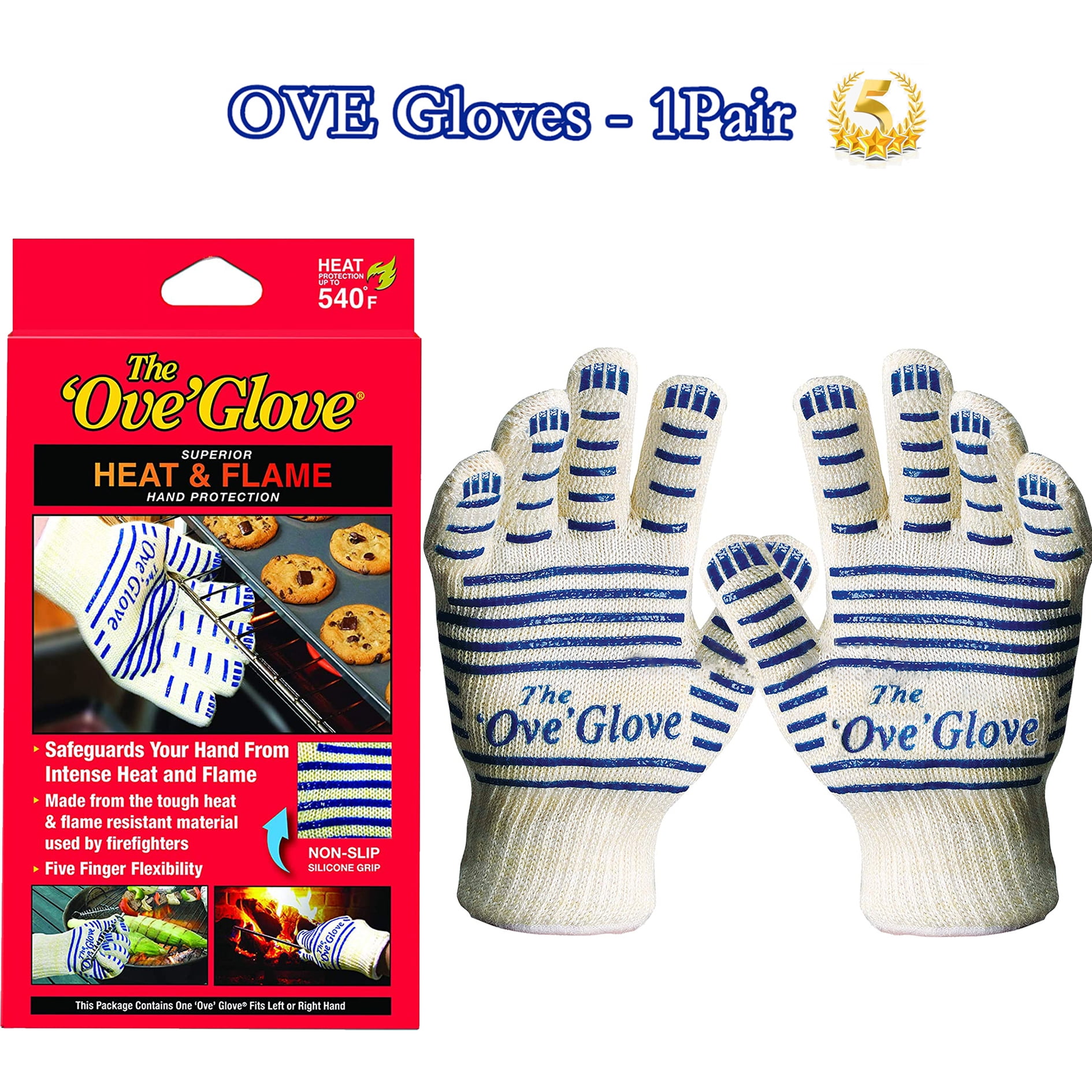 Ove Glove Heat Resistant Oven Mitt, 540 Degree Resistance, Perfect for Kitchen/Grilling ...
