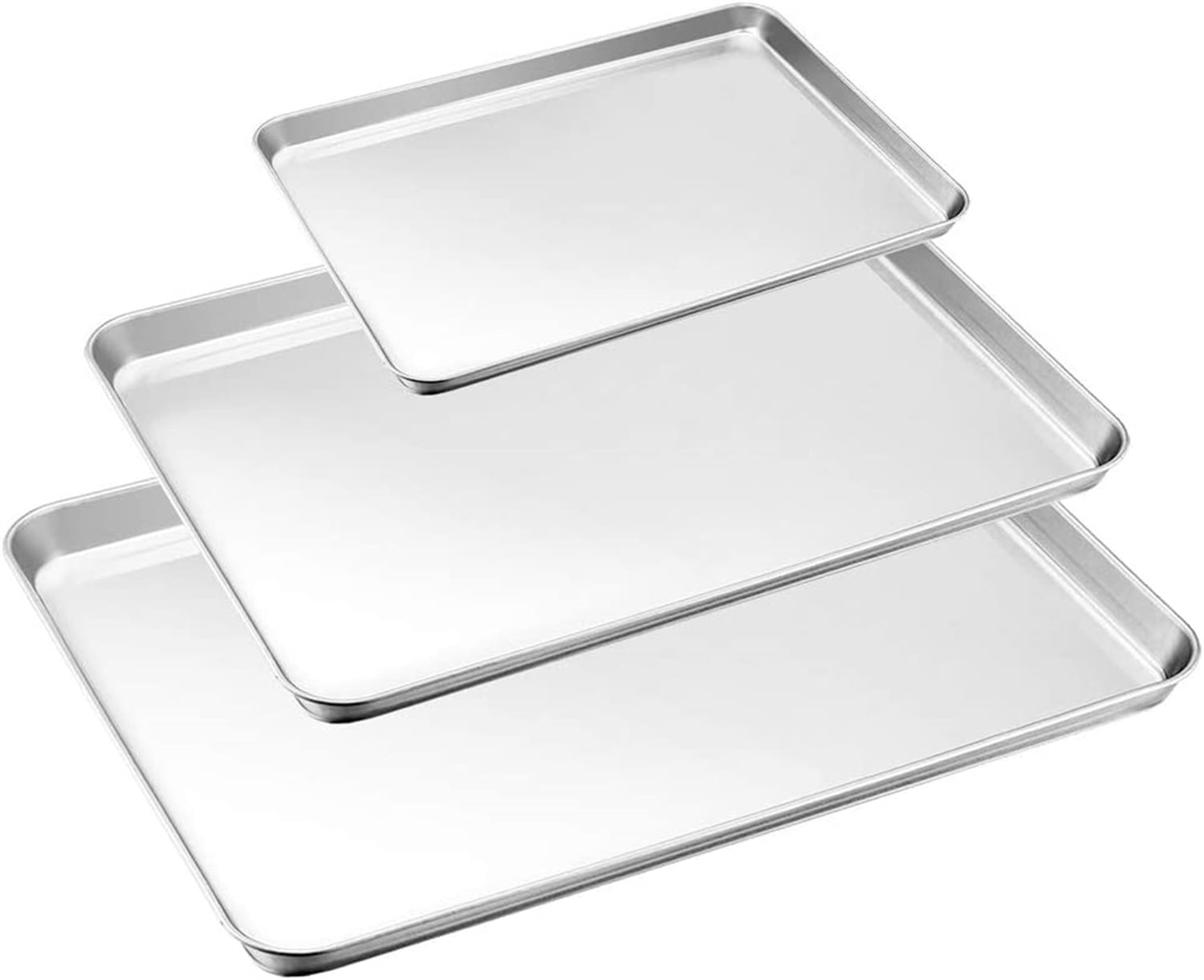 Oven Baking Sheet Pan Set, Casewin Stainless Steel Small Cookie Sheet ...