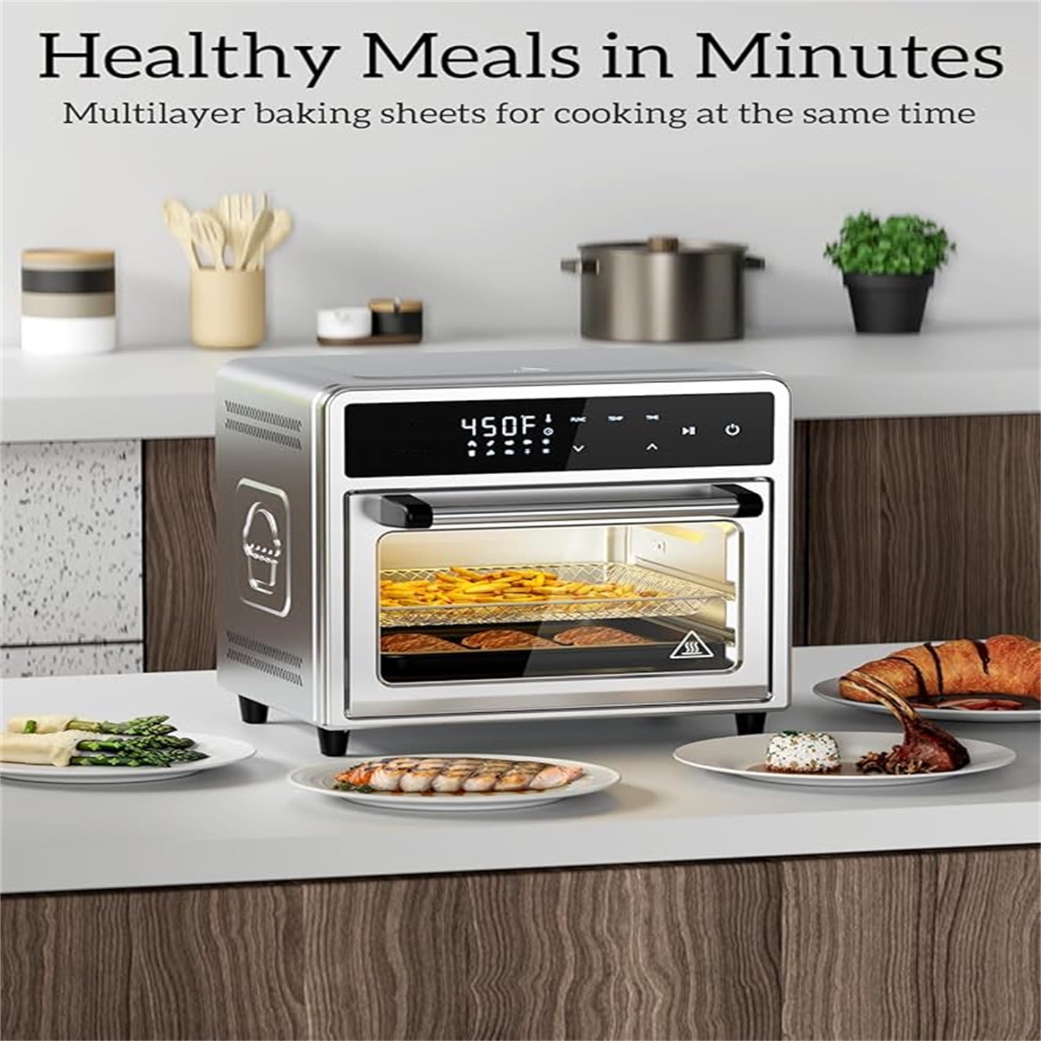 Oven Combo,10-in-1 12.6QT Compact Countertop Oven,9 Touch Screen ...