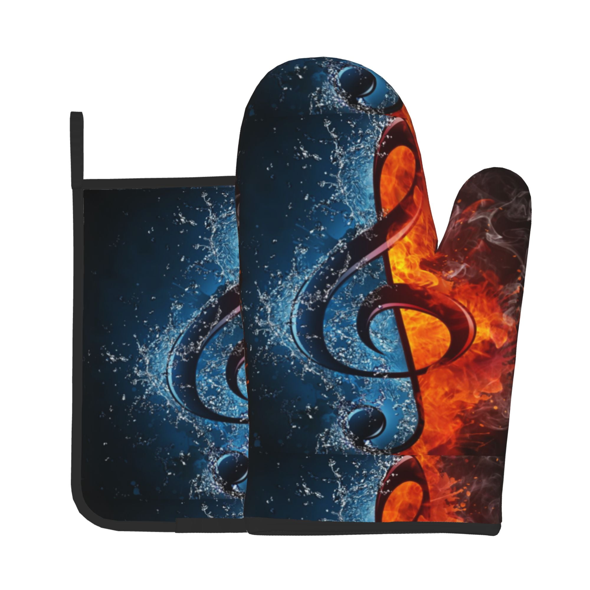 Oven Gloves Hot Pads For Kitchen Decor Burning Music Note Illustration ...